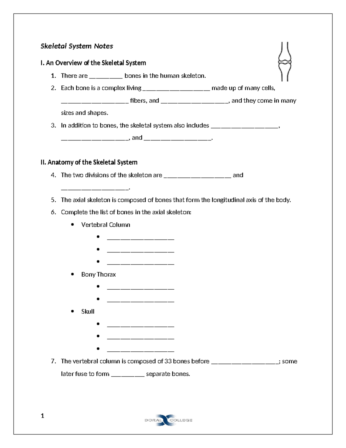 Skeletal System Notes (BIO 101): Comprehensive Overview & Anatomy - Studocu
