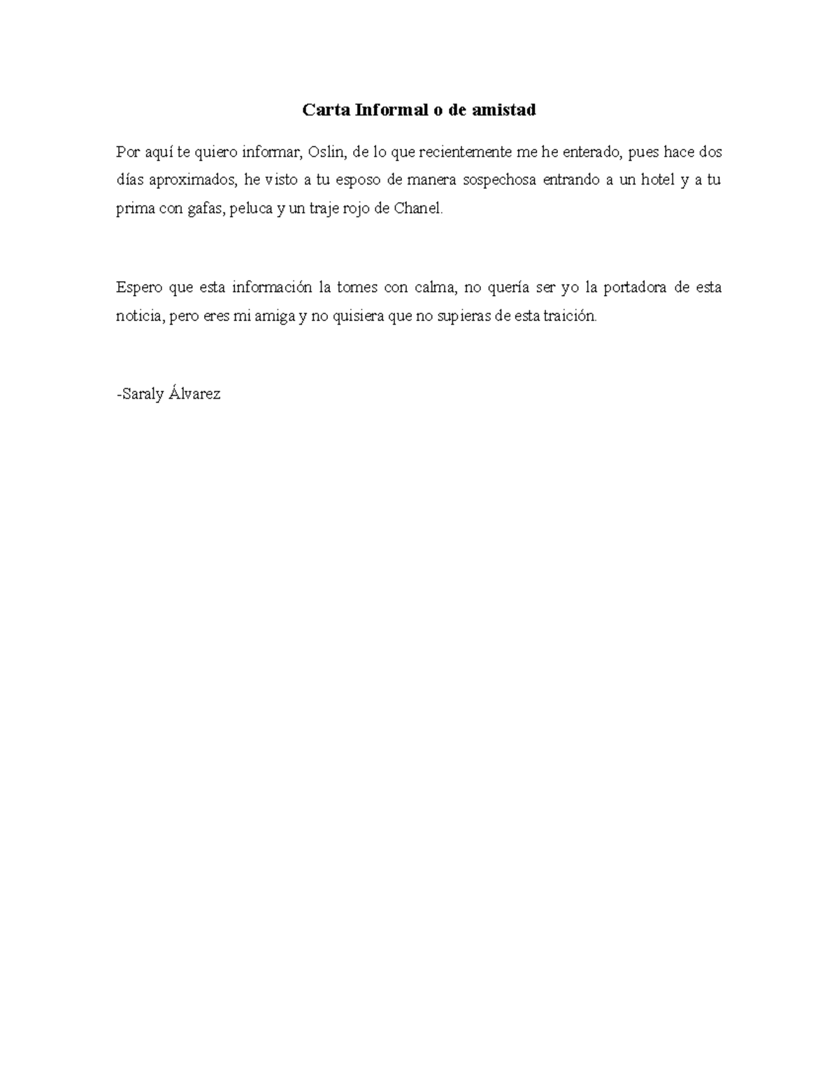 Cartas Formales e Informales: Ejemplos y Modelos de Redacción - Studocu
