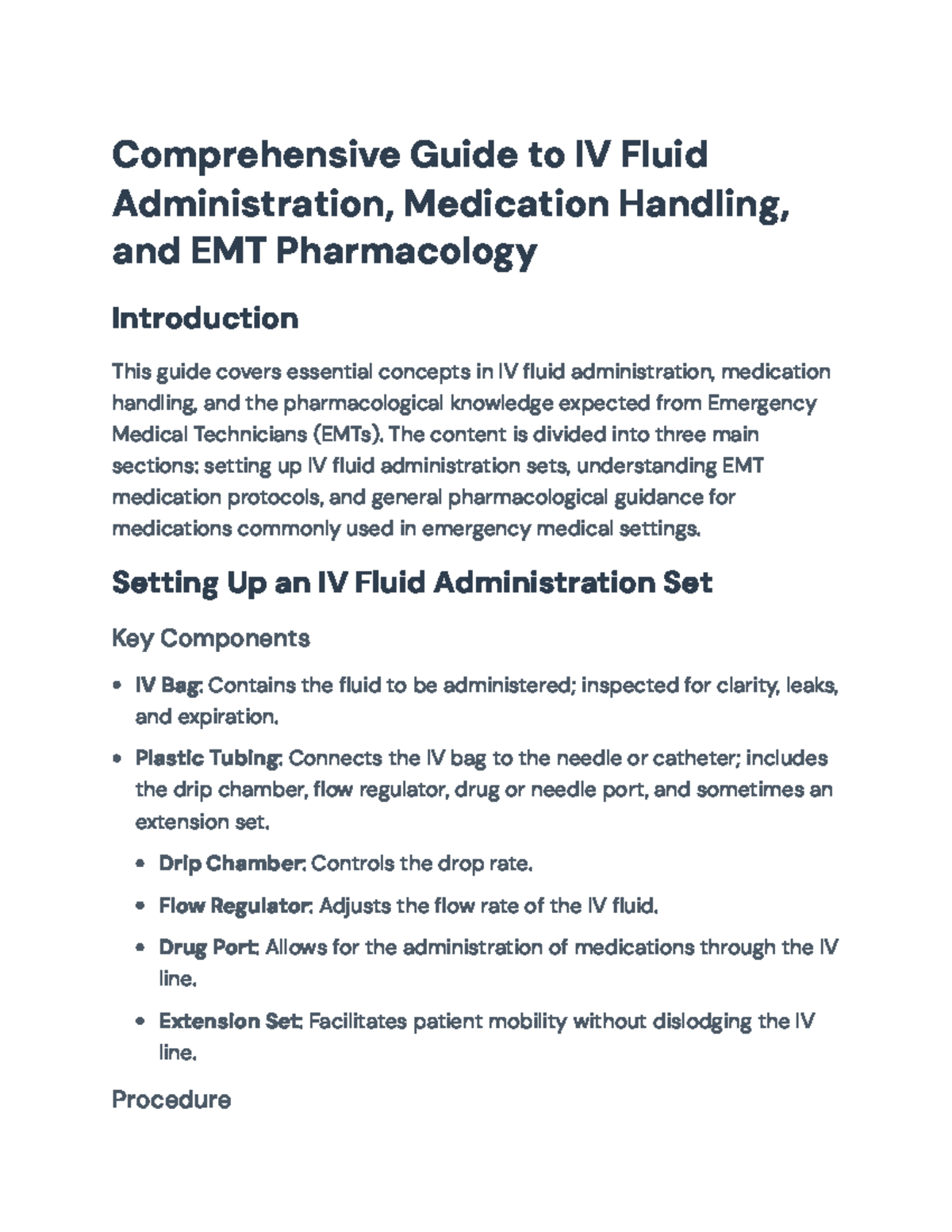 Comprehensive EMT Guide on IV Fluid Administration and Medication ...