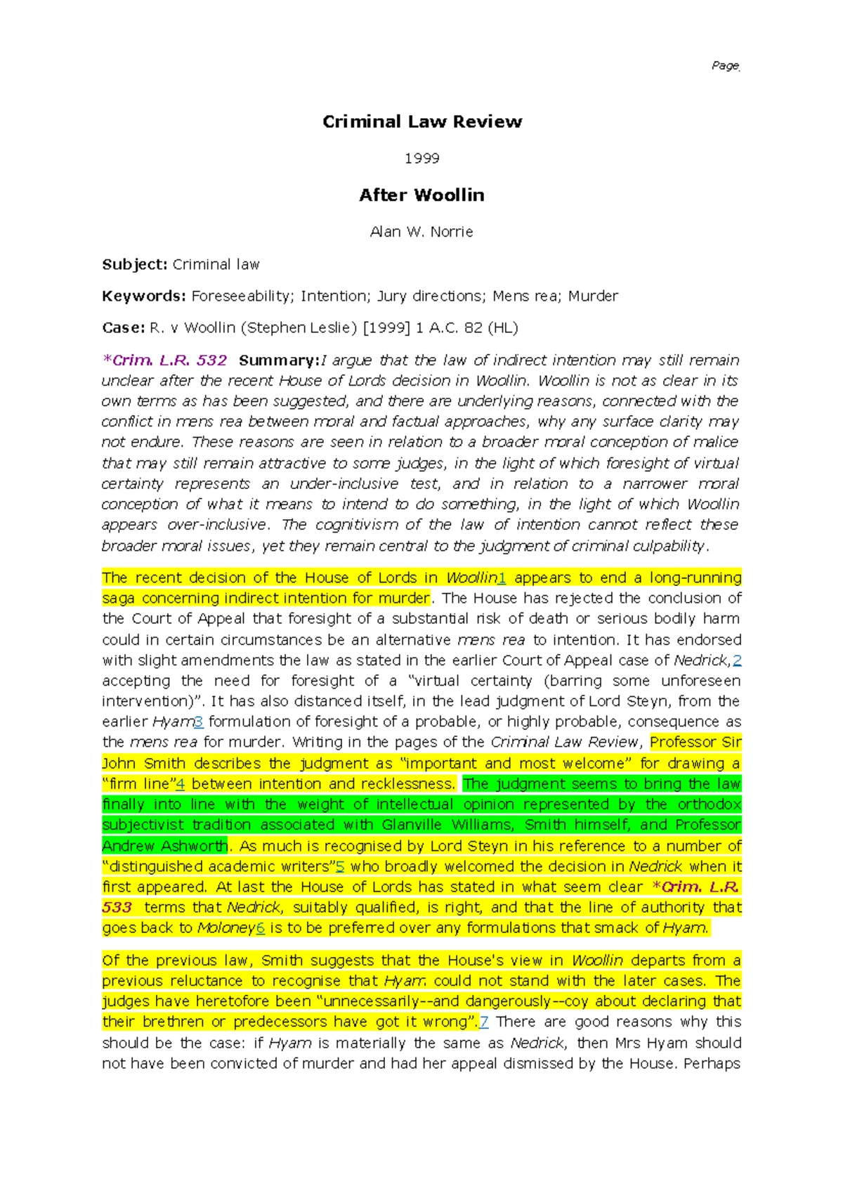 Criminal Law IRAC and answers of case scenarios - LW502 - UCLAN - Studocu