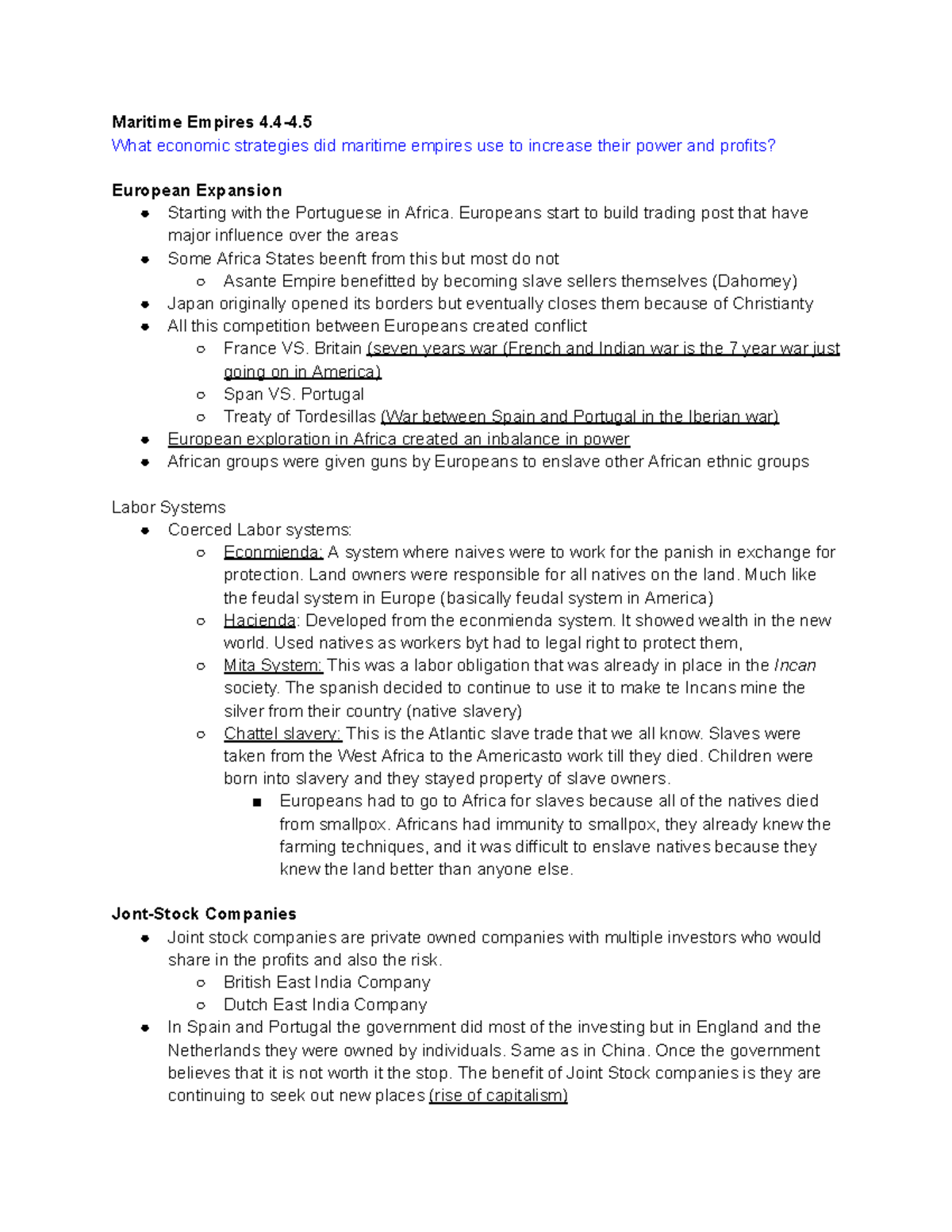 Maritime Empires 4 - AP World History Economic Strategies Cheat Sheet ...