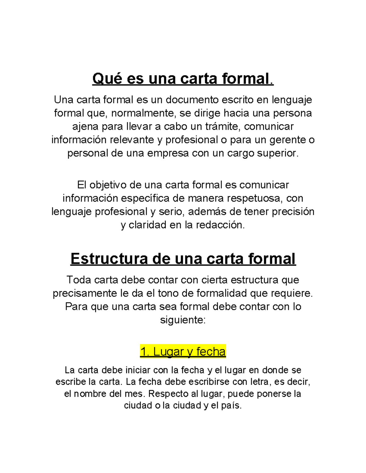 Una Carta Formal