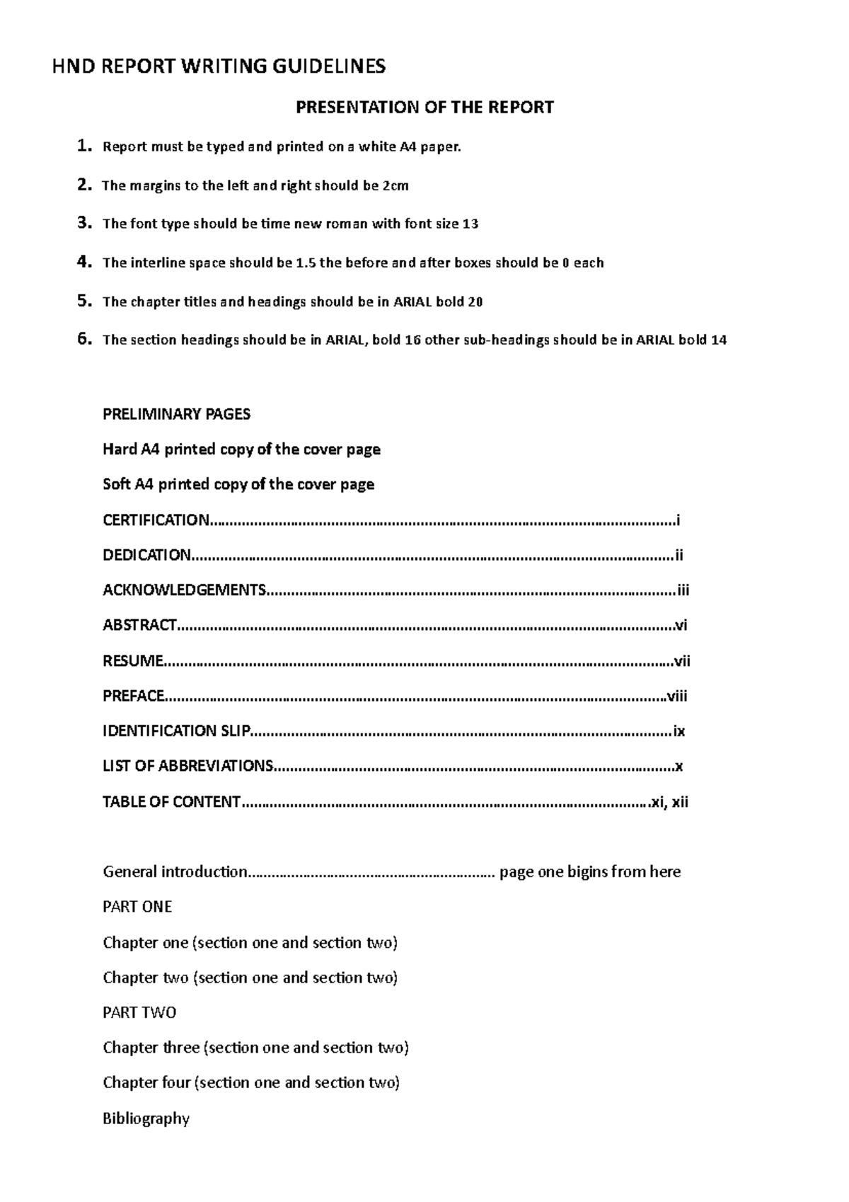 HND Report Writing Guidelines: Formatting and Structure Essentials ...