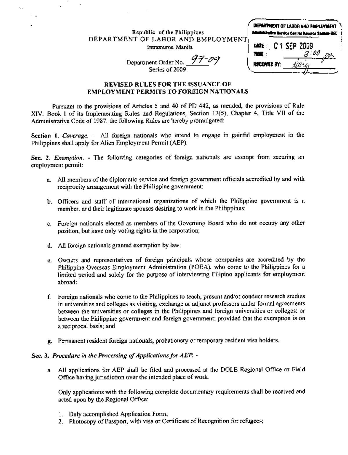Revised Rules for Issuance of Employment Permits to Foreign Nationals ...