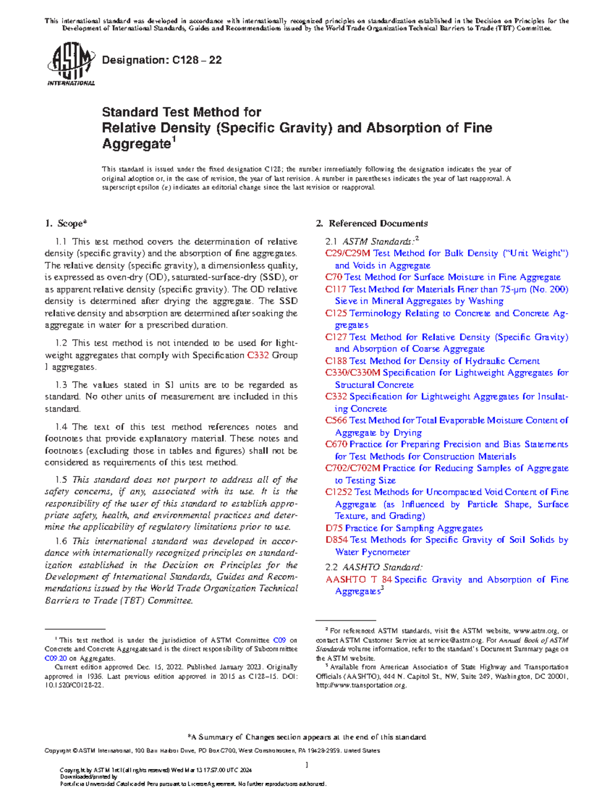ASTM C128-22 Test Method for Relative Density & Absorption of Fine ...