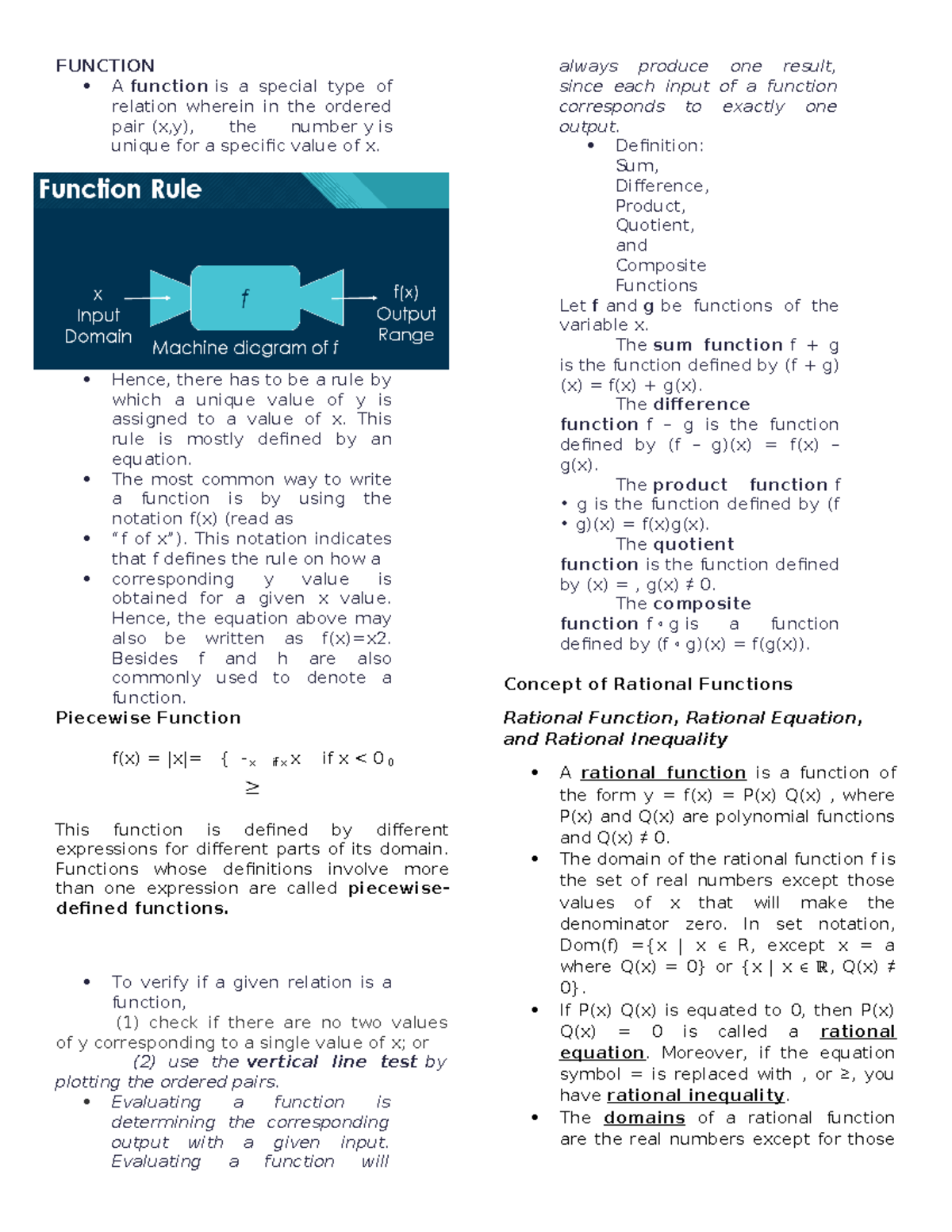 Gen Math-Reviewer-1 - Reviewer for GenMath. - FUNCTION A function is a ...