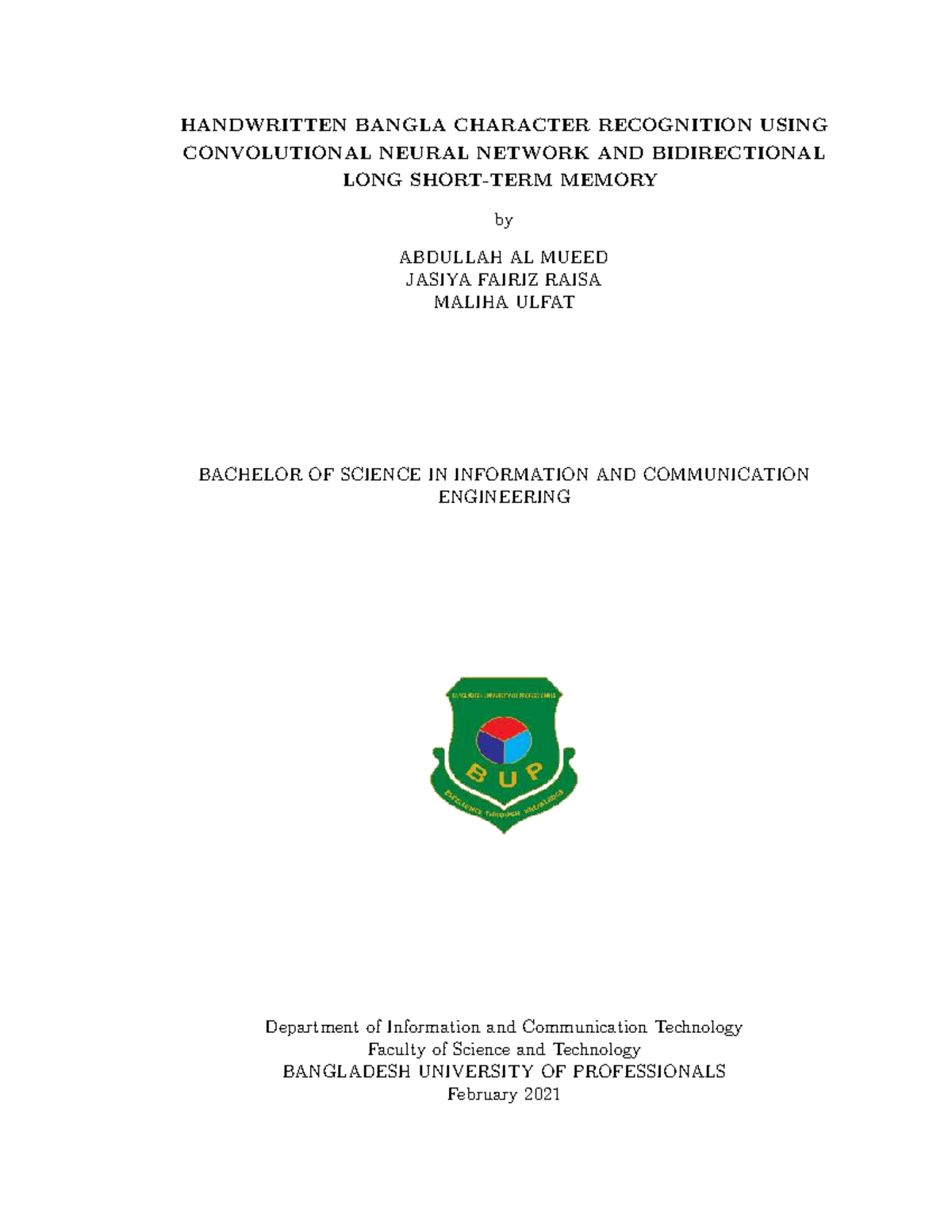 Bangla Handwritten Character Recognition: A CNN & LSTM Approach - Studocu