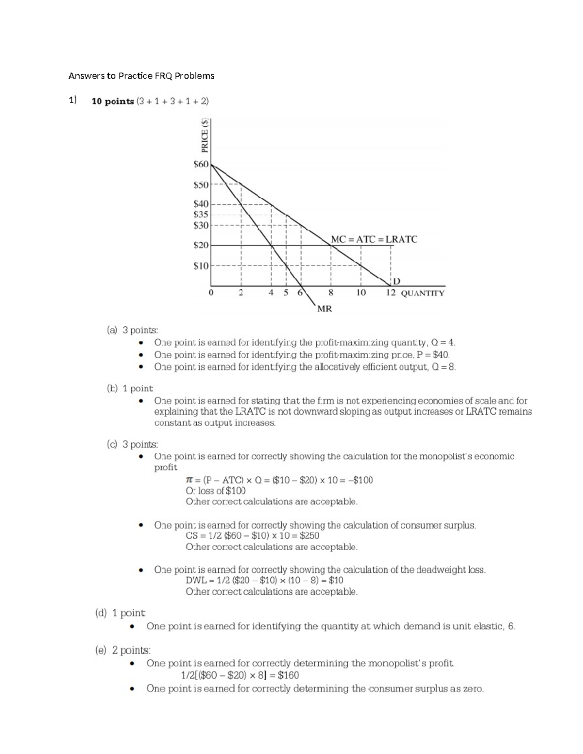 Microeconomics FRQ Review Packet with Detailed Answers 2018 - Studocu
