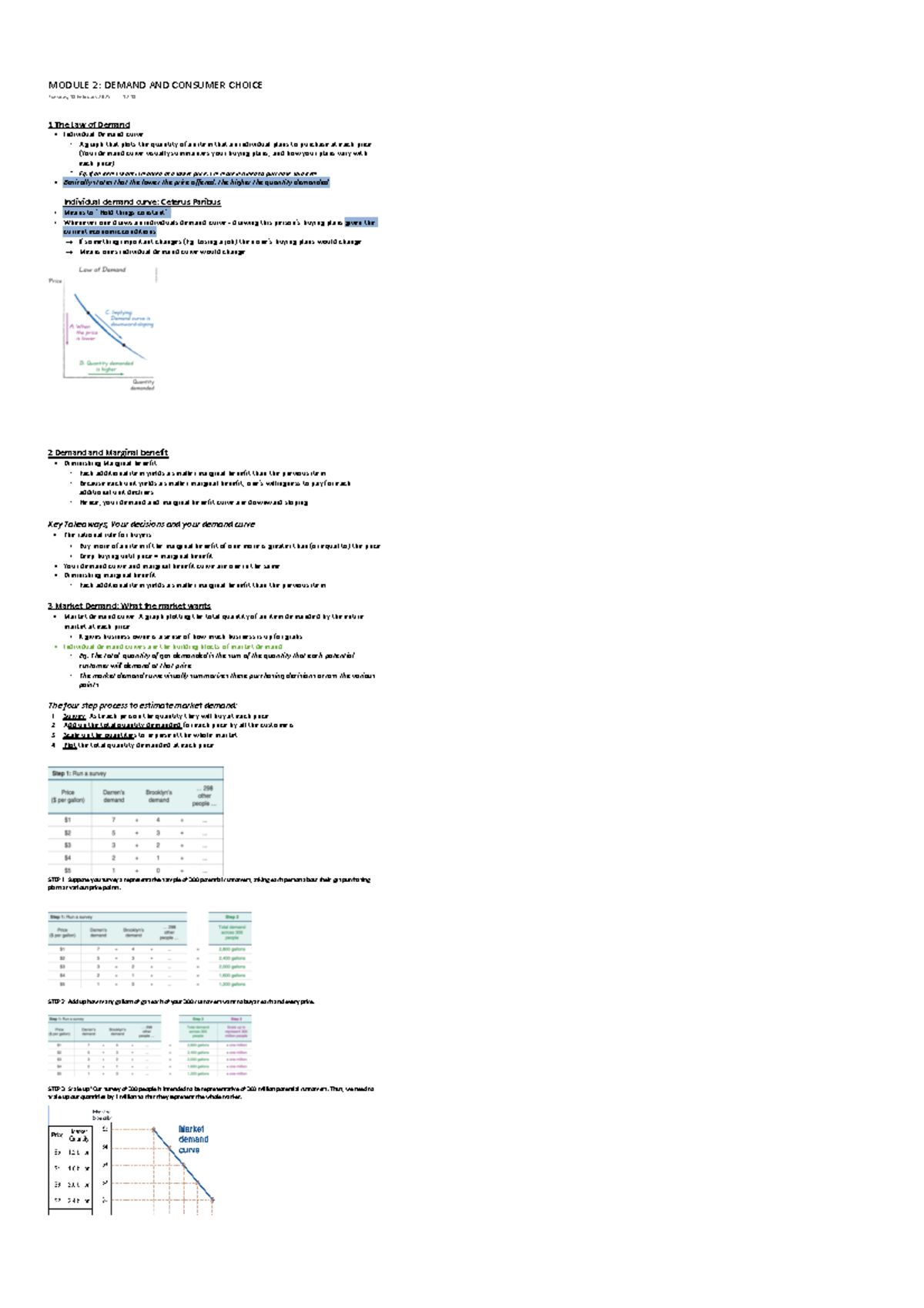 Module 2 Demand AND Consumer Choice - 1 The Law of Demand Individual ...