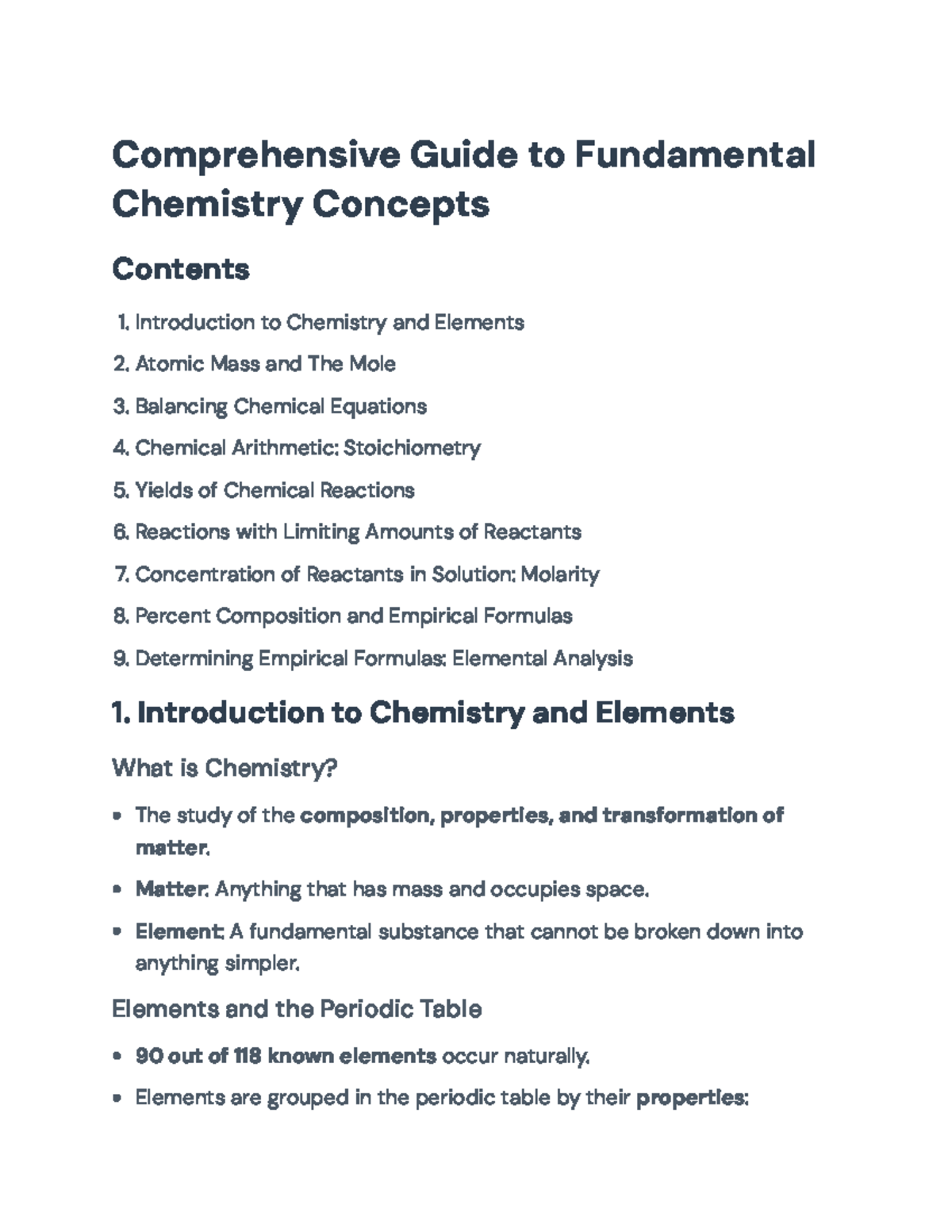 Comprehensive Guide to Fundamental Chemistry Concepts (CHEM 101 ...