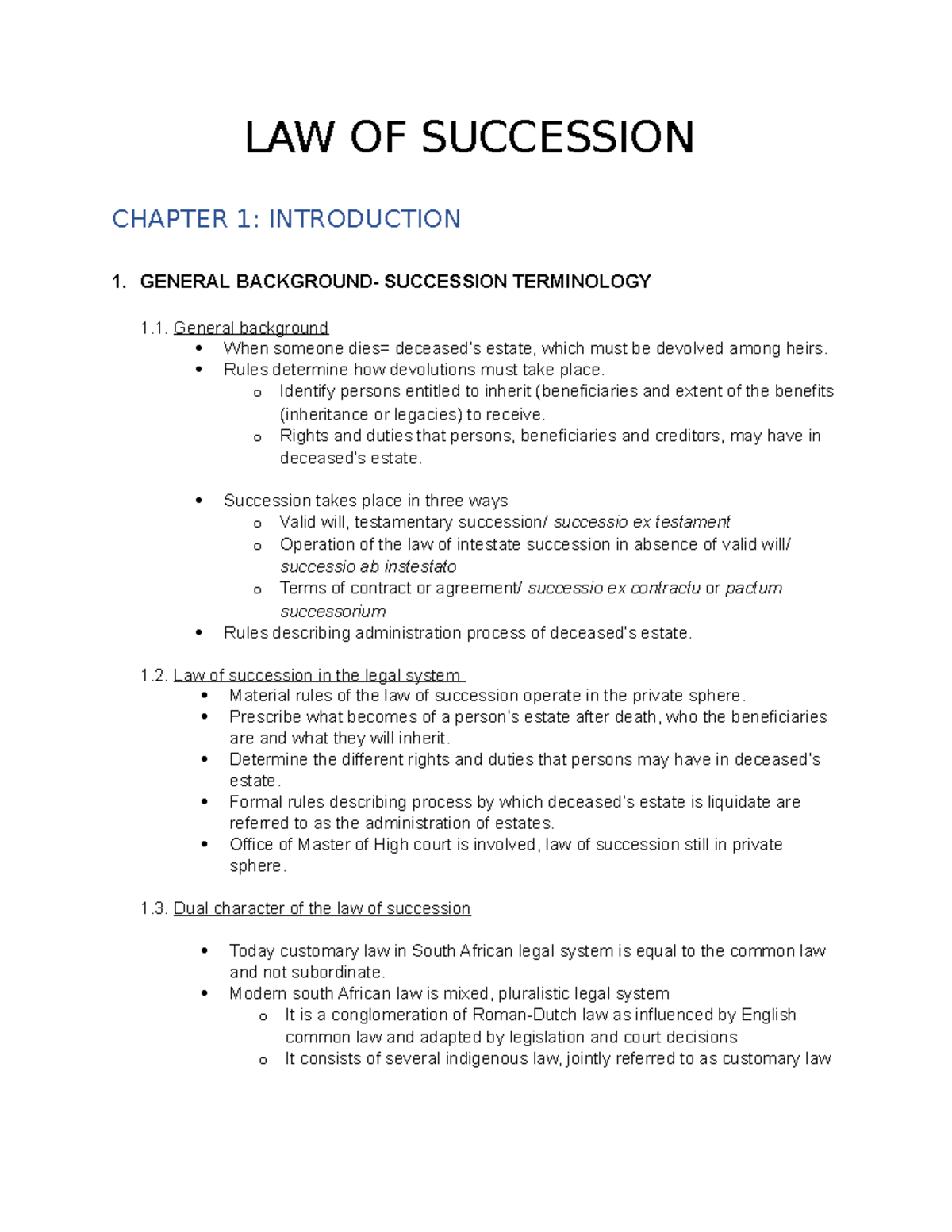 LAW OF SUCCESSION (LAW 101): Comprehensive Notes for Understanding ...
