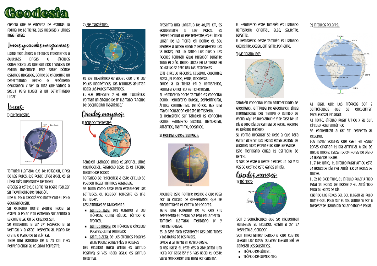 Geodesia - Apunte sobre Meridianos y Líneas Imaginarias - Studocu