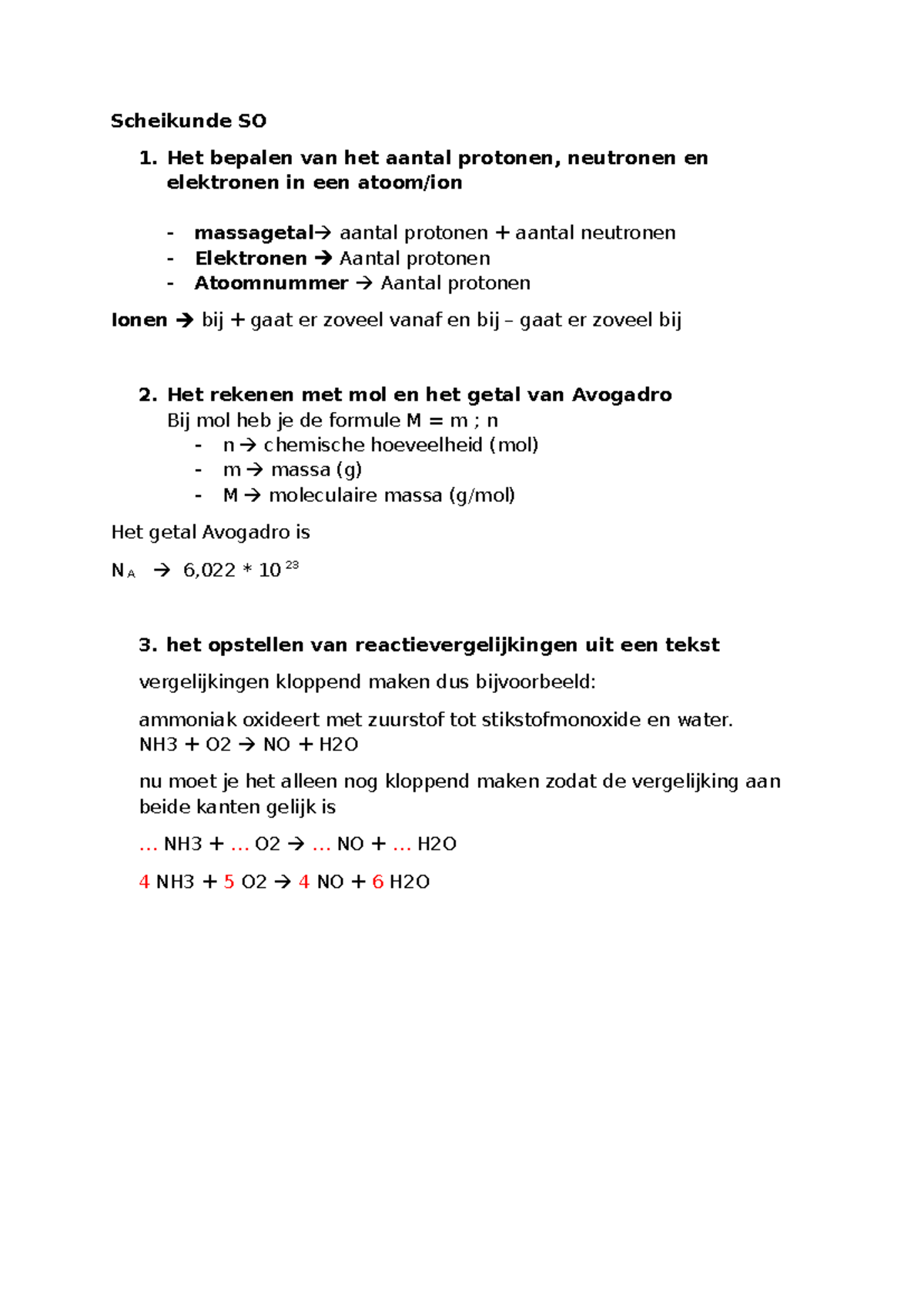 Scheikunde SO: Mol, Massagetal en Reactievergelijkingen Uitleg ...