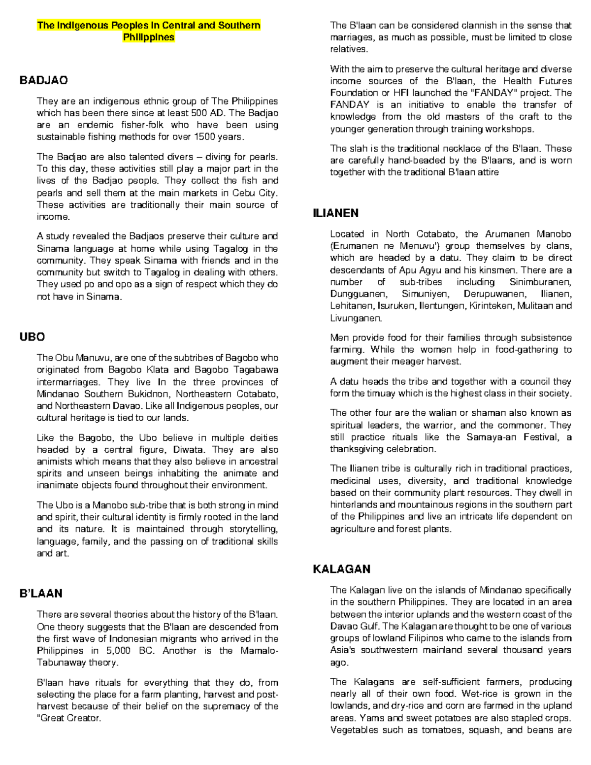 IP Groups Group 3 - Indigenous Peoples of the Philippines Overview ...