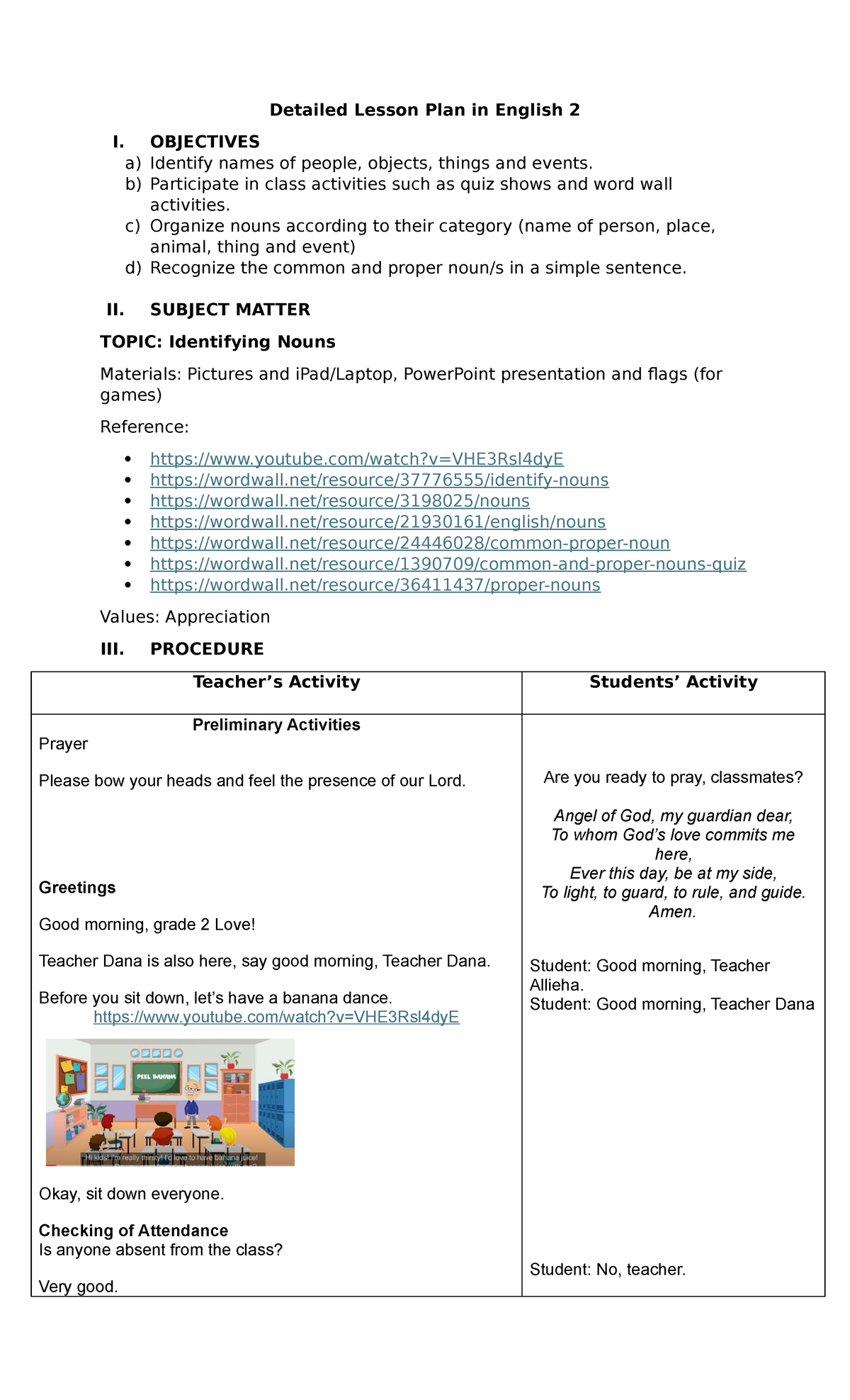 Grade 2 English Lesson Plan: Identifying Common and Proper Nouns - Studocu