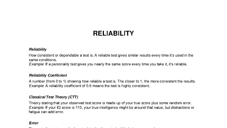 Psych Assess 101: Full Glossary of Reliability & Validity Concepts ...