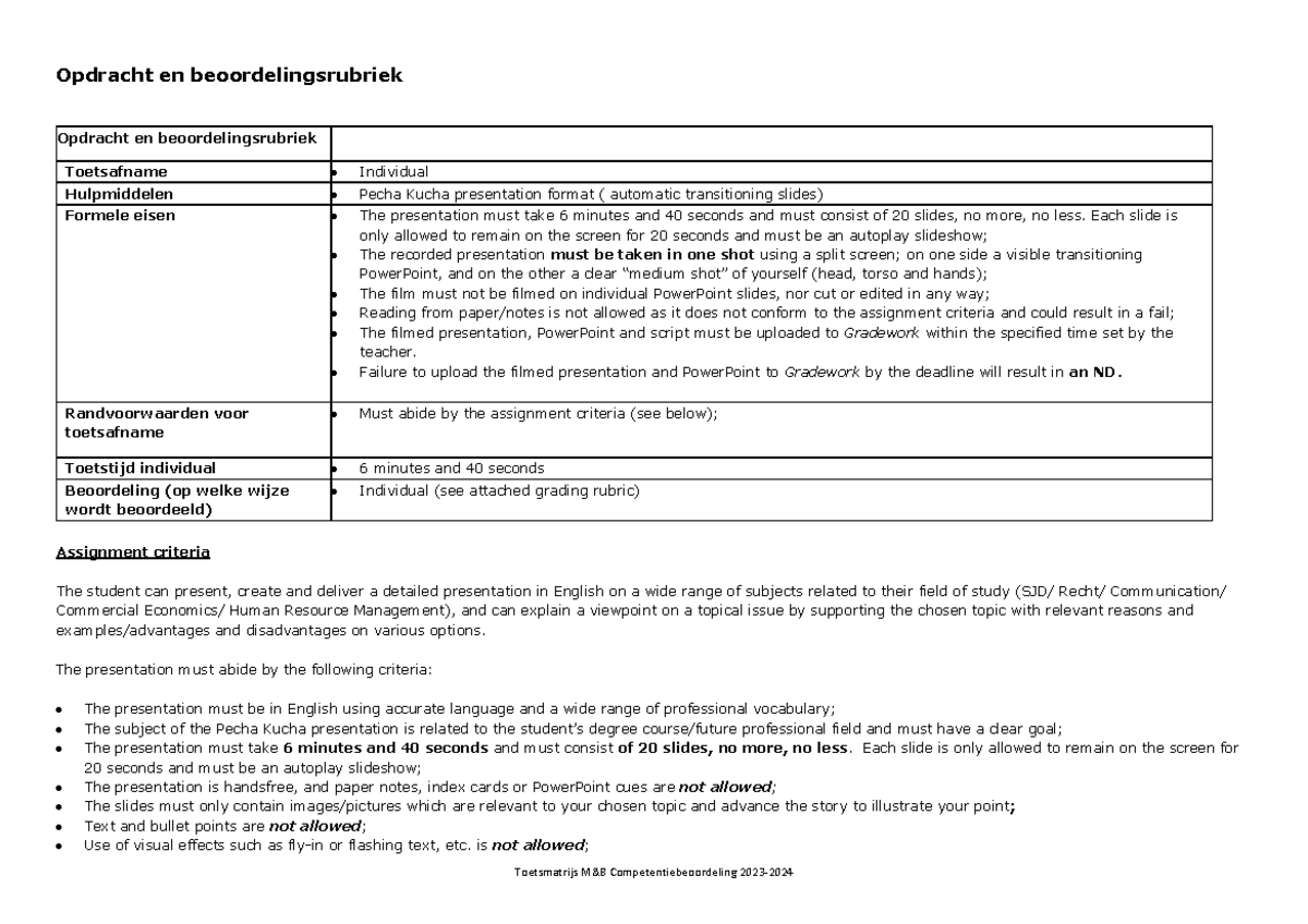2023-2024 Pecha Kucha Presentation Guidelines and Grading Rubric ...
