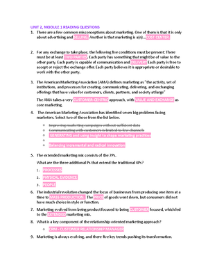 Module 3 Study questions complete - The following questions cover ...