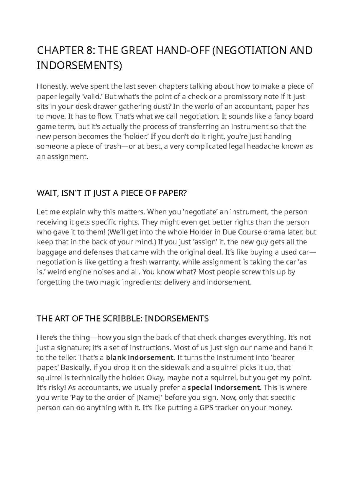 CHAPTER 8: NEGOTIATION AND INDORSEMENTS IN ACCOUNTING - Studocu