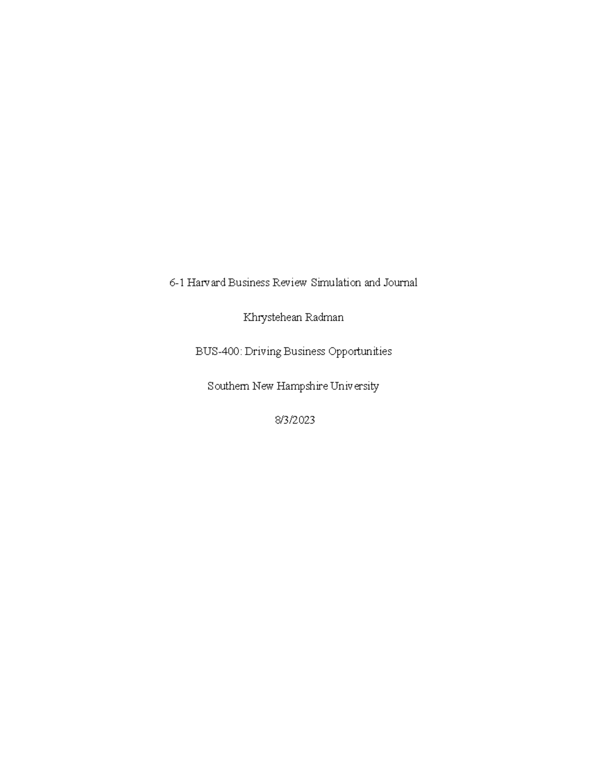 BUS-400 Module Six Journal: Diversity, Inclusion, and CSR Insights ...