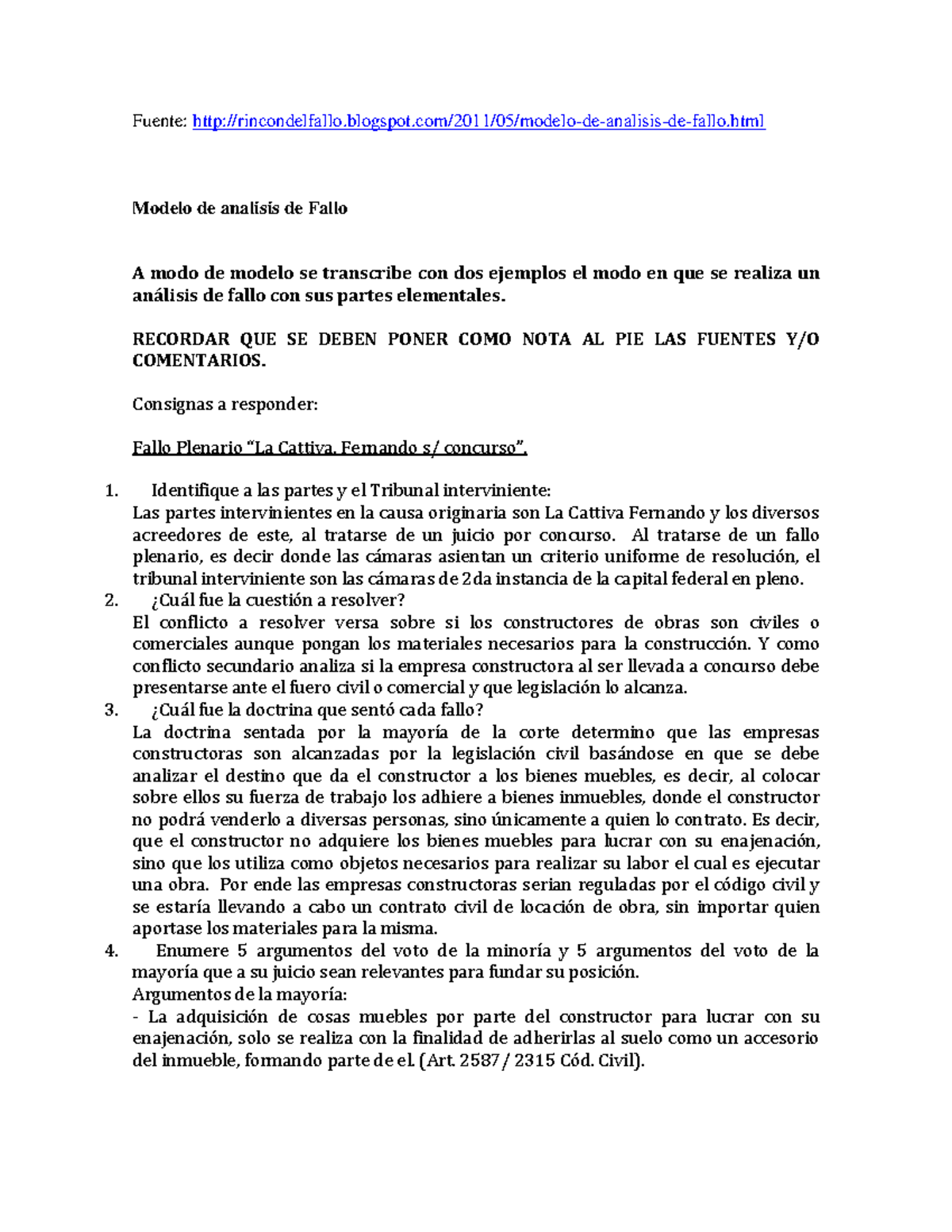 Modelo de Análisis de Fallo: Civiles vs Comerciales en Construcción ...
