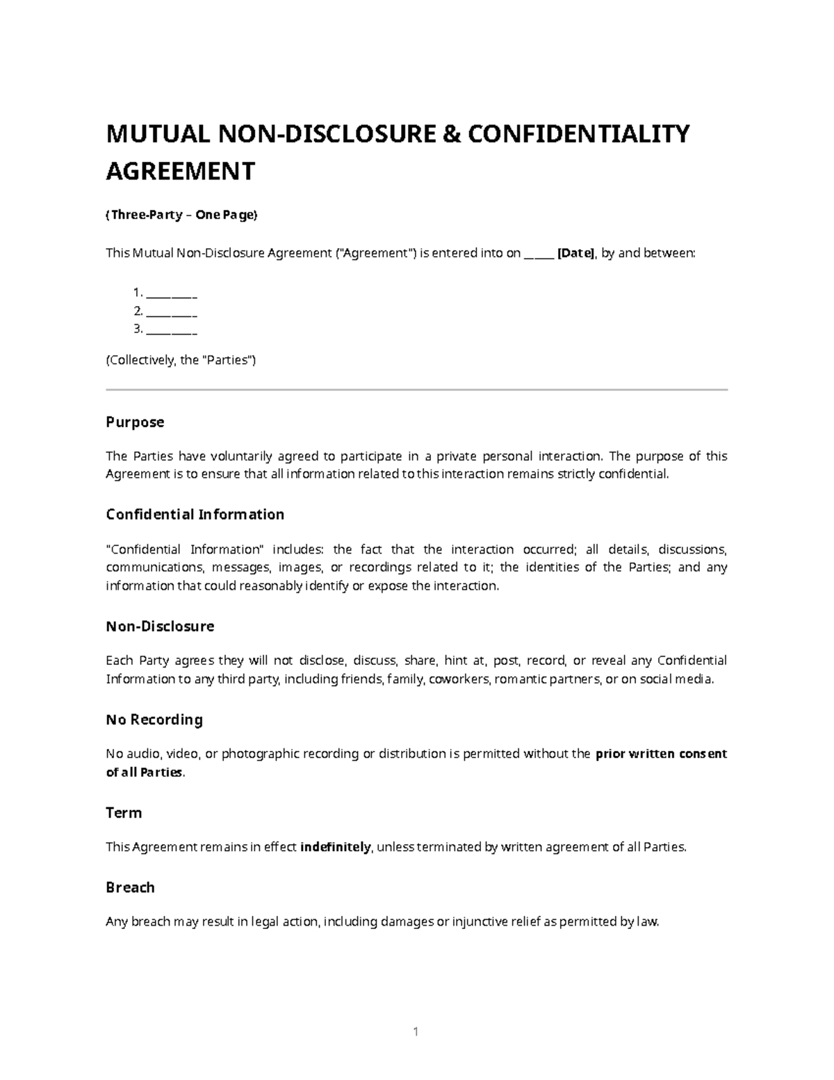 MUTUAL NON-DISCLOSURE AGREEMENT (Three-Party) - Studocu
