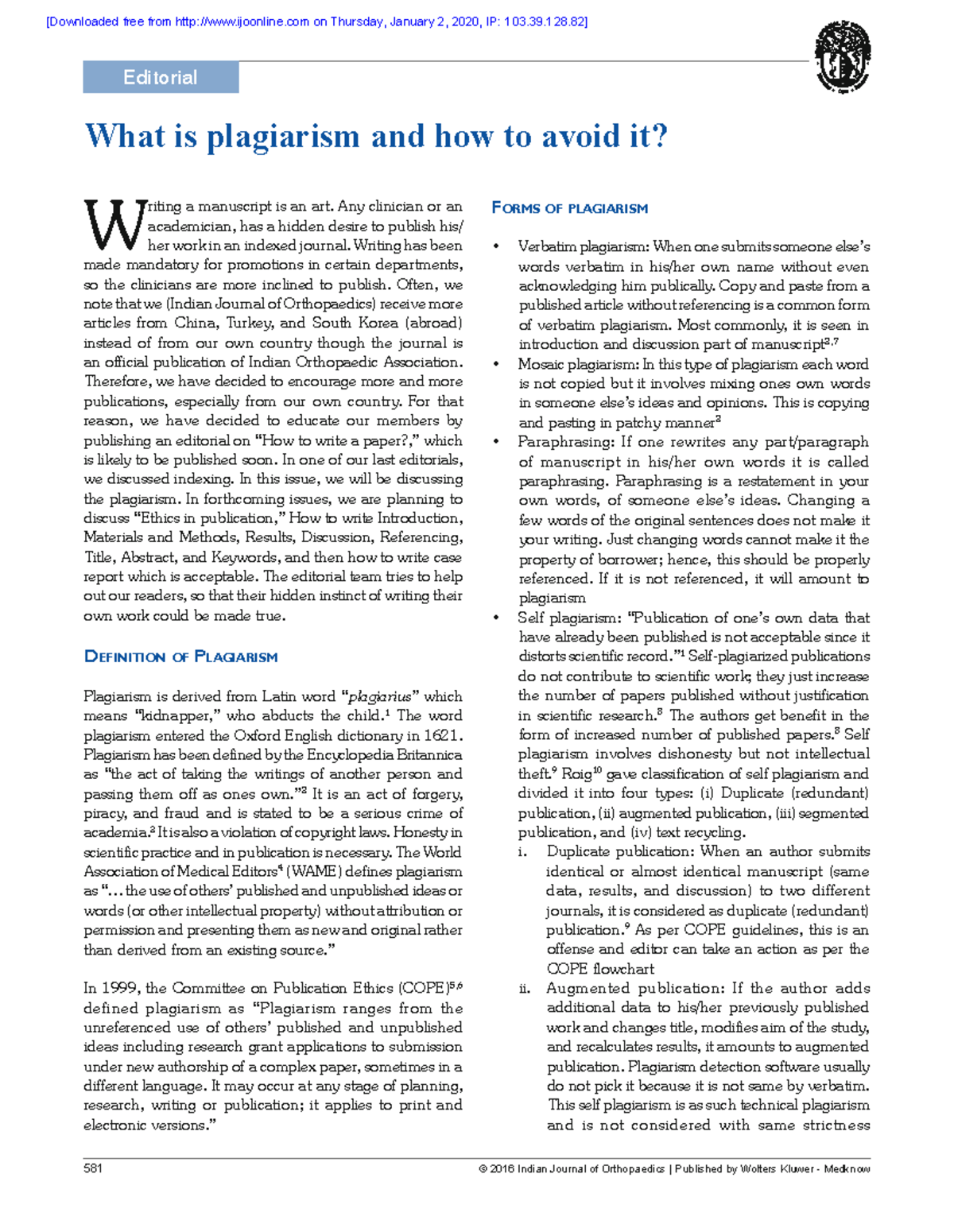 Plagiarism and How to Avoid It: A Guide for Authors (14) - Studocu