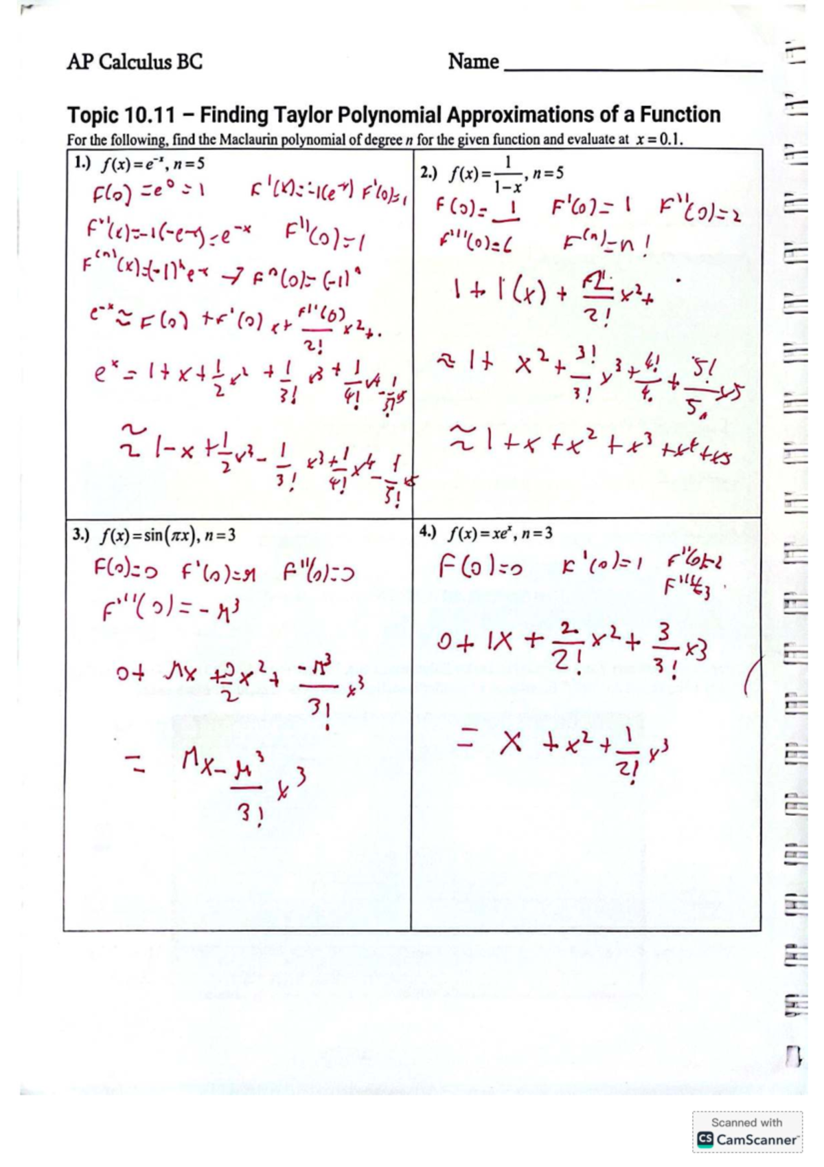 AP Calculus BC Topic 10.11: Taylor Polynomial Approximations - Studocu
