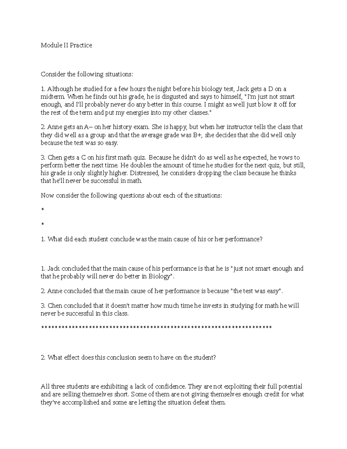 W-2-Module Two Practice - Module II Practice Consider the following ...