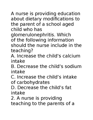 Pediatric Practice Questions - Miami Regional University MSN6010 ...