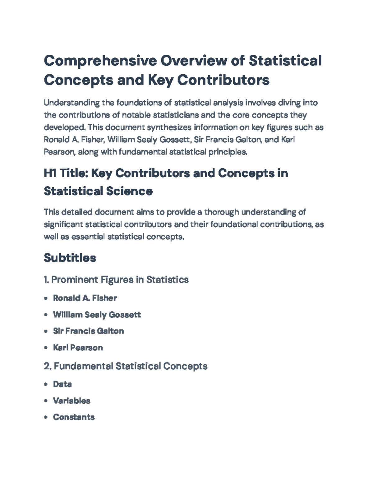 Key Contributors and Fundamental Concepts in Statistics - Comprehensive ...