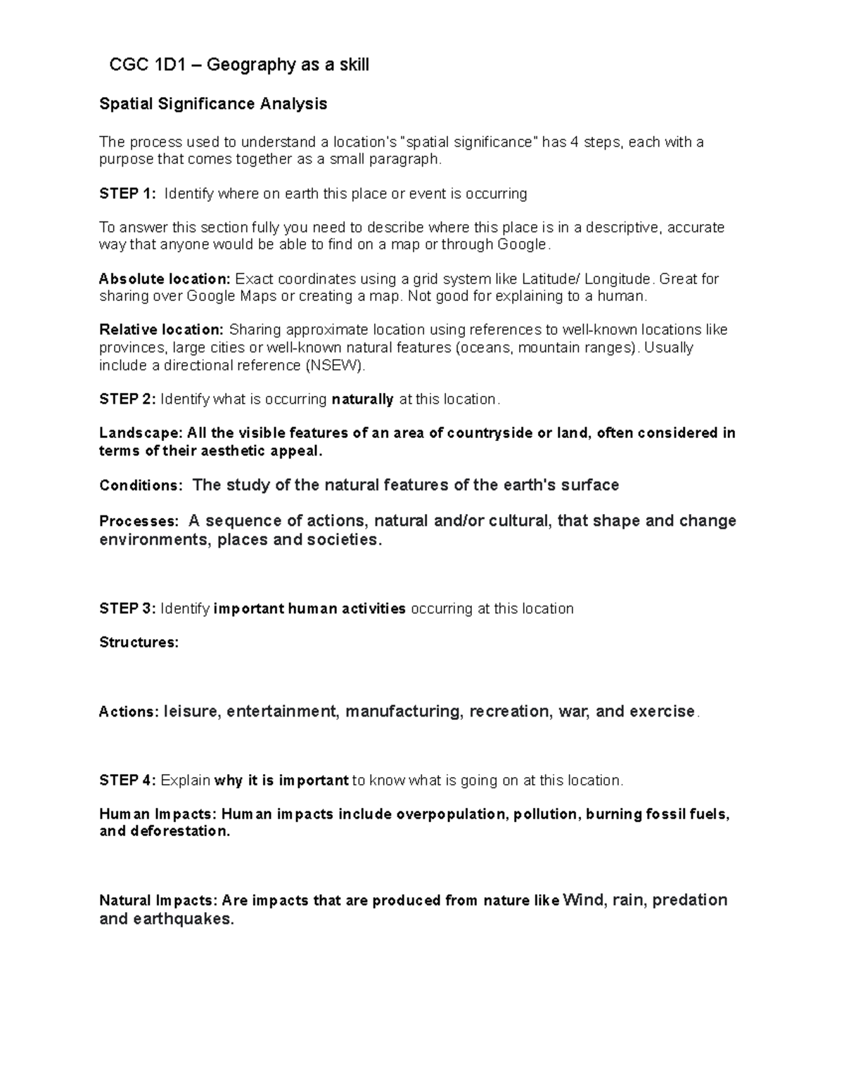 Spatial Significance Analysis - CGC 1D1 – Geography as a skill Spatial ...
