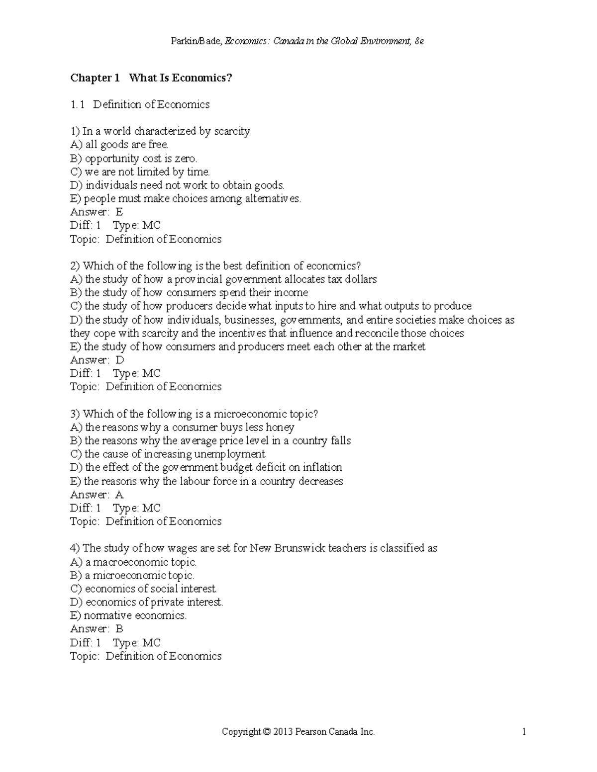 Parkin 8e TIF Ch01 - Economics Test Bank Questions and Answers - Studocu