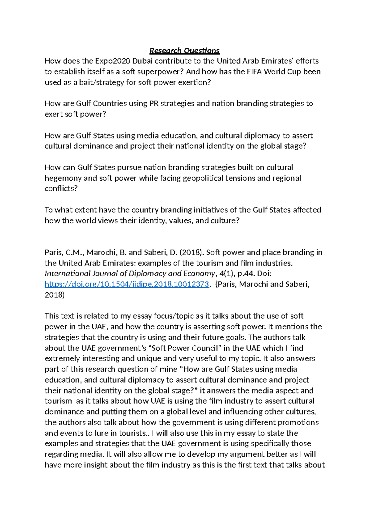 Bibliography for ISP: Soft Power Strategies in Gulf States - Studocu