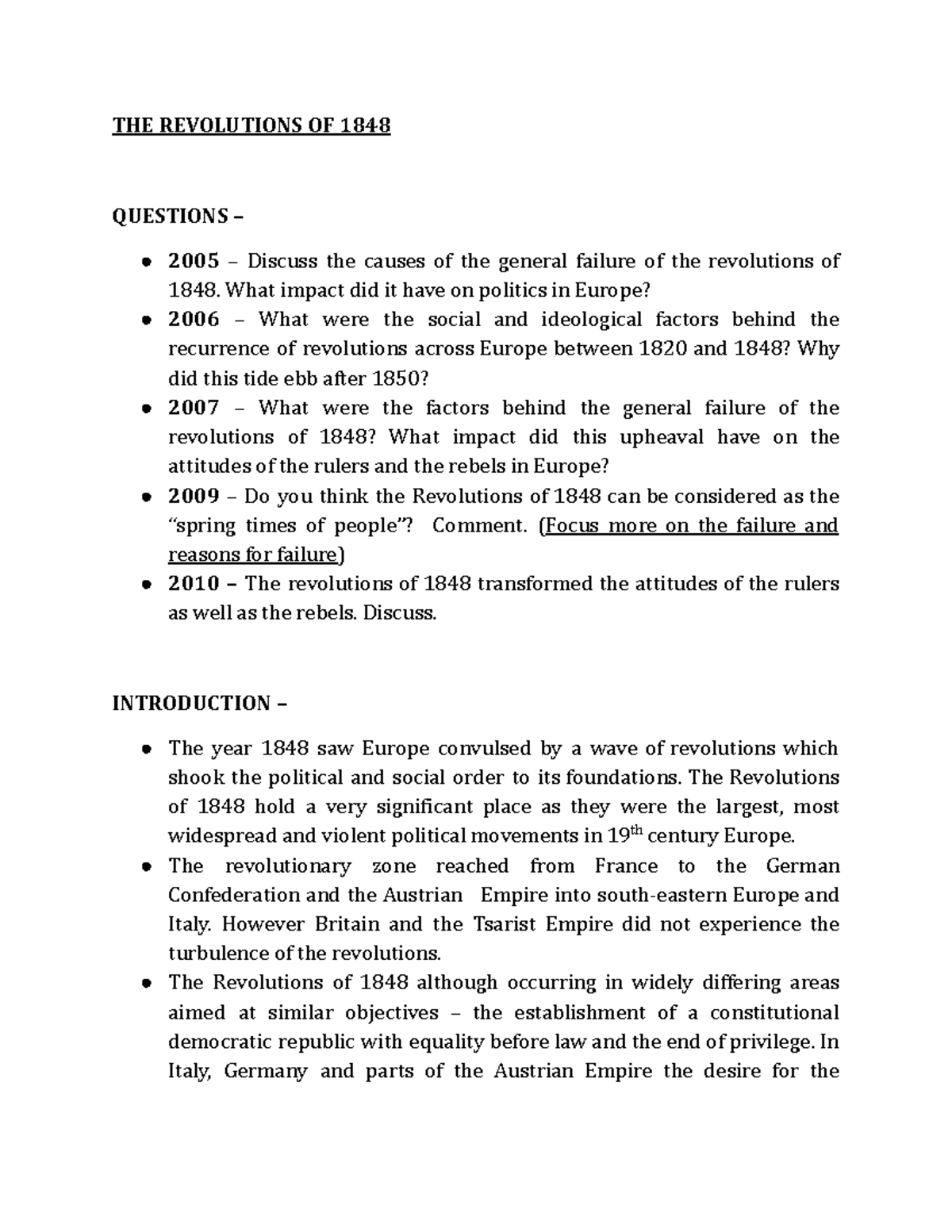 Revolutions of 1848: Causes, Failures, and Political Impact Analysis ...