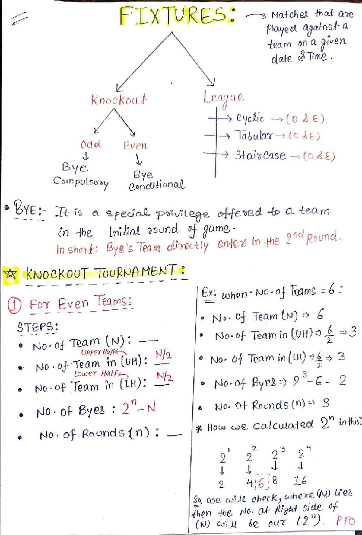 Fixtures for Knockout Tournament: Physical Education Class 12 ...