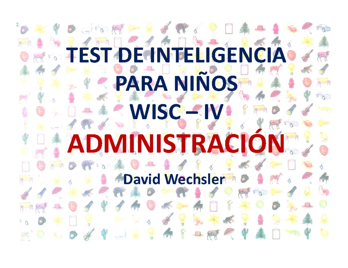 WISC-IV: Guía Completa para la Administración y Puntuación - Studocu