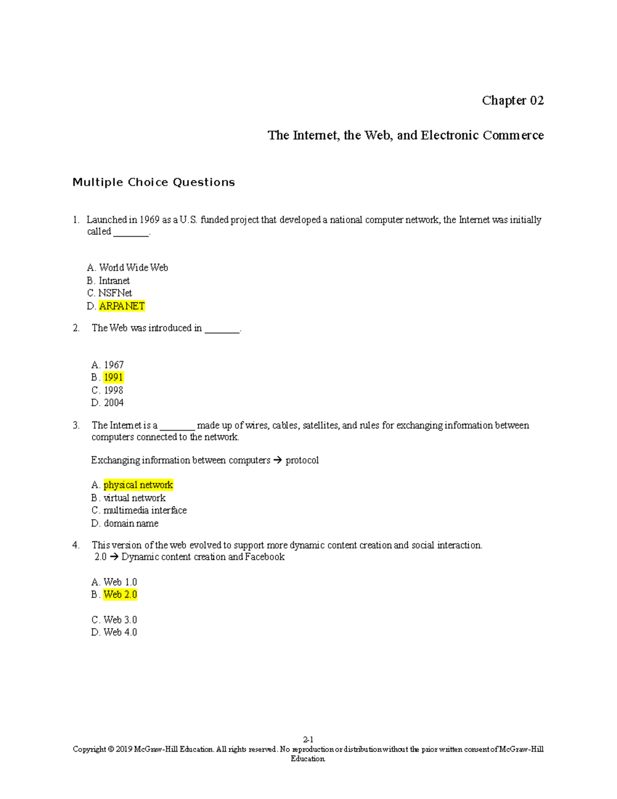 Ch2- Questions - Chapter 02 The Internet, the Web, and Electronic ...