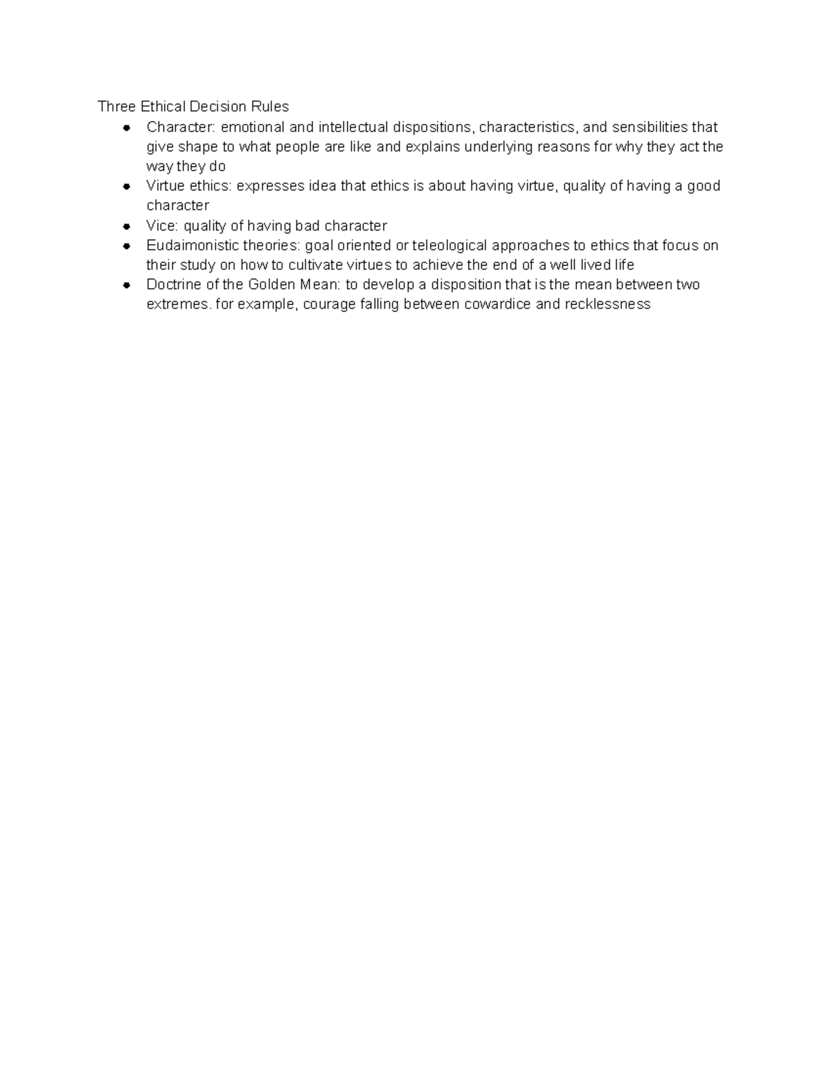 Ba300 unit 2 notes - hehe - Three Ethical Decision Rules Character ...