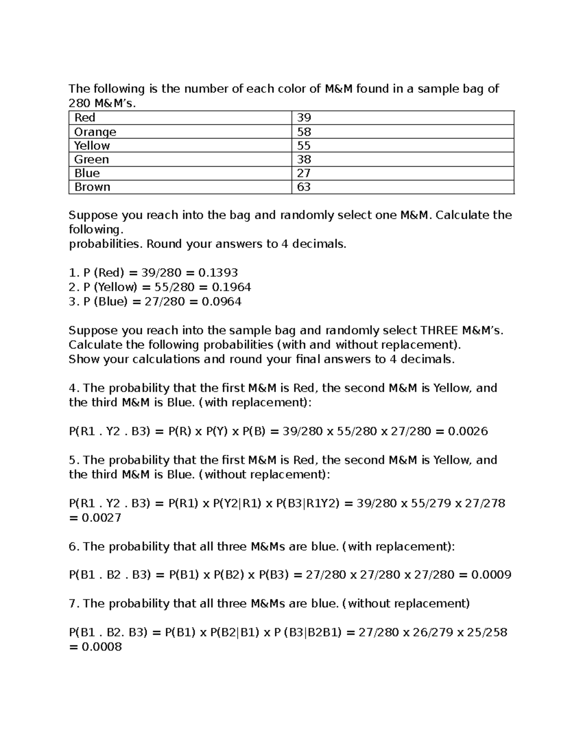 Lab 3 - Calculating M&M Color Probabilities in Chapter 5 - Studocu