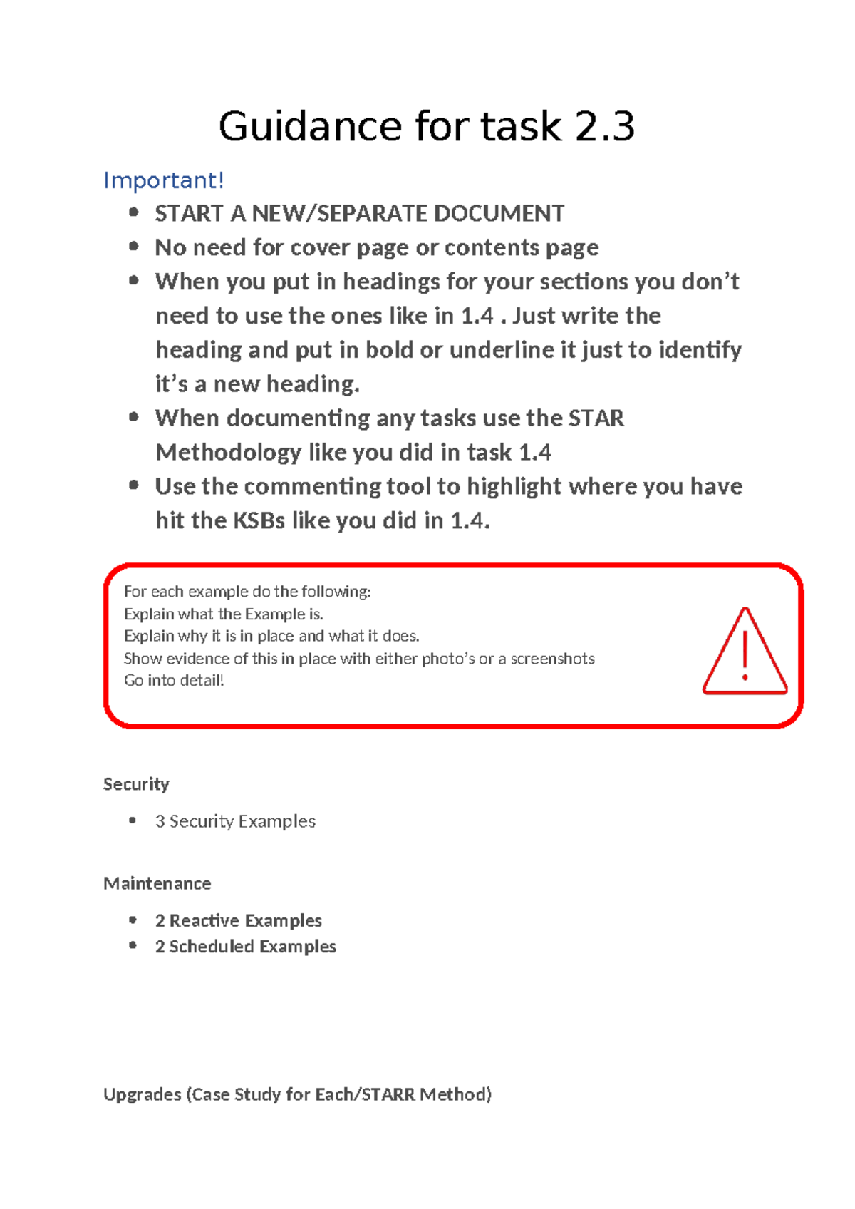 Guidance for Task 2: KSBs Documentation (002) - Studocu