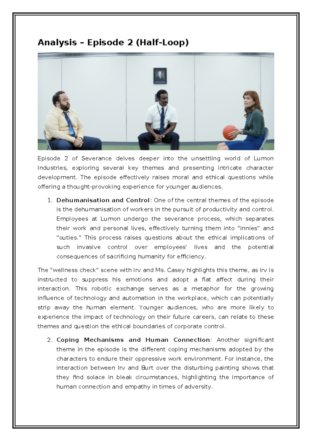 Severance Episode 2 Analysis: Themes of Control, Connection, and Ethics ...