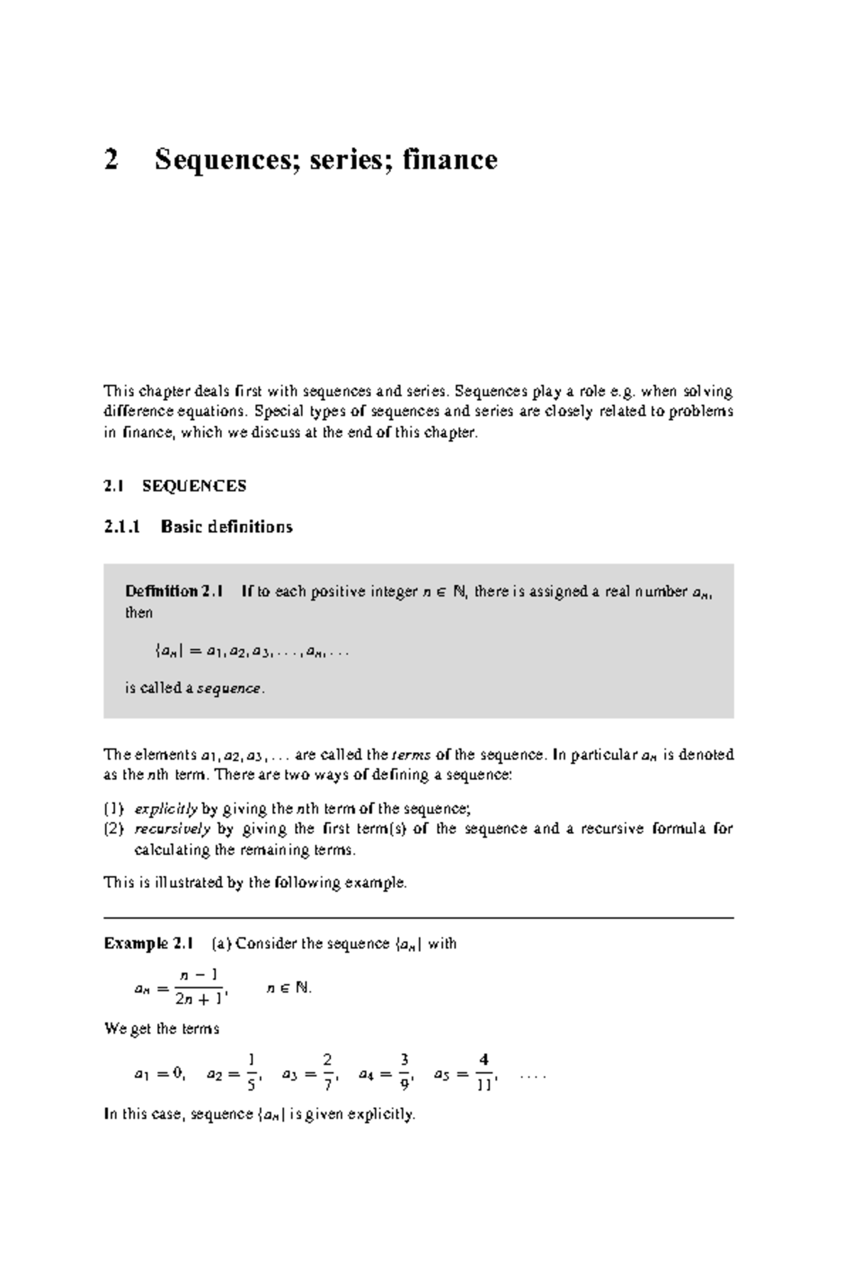 Chapter 2: Sequences and Series in Finance (Course Code: 2 Finance ...