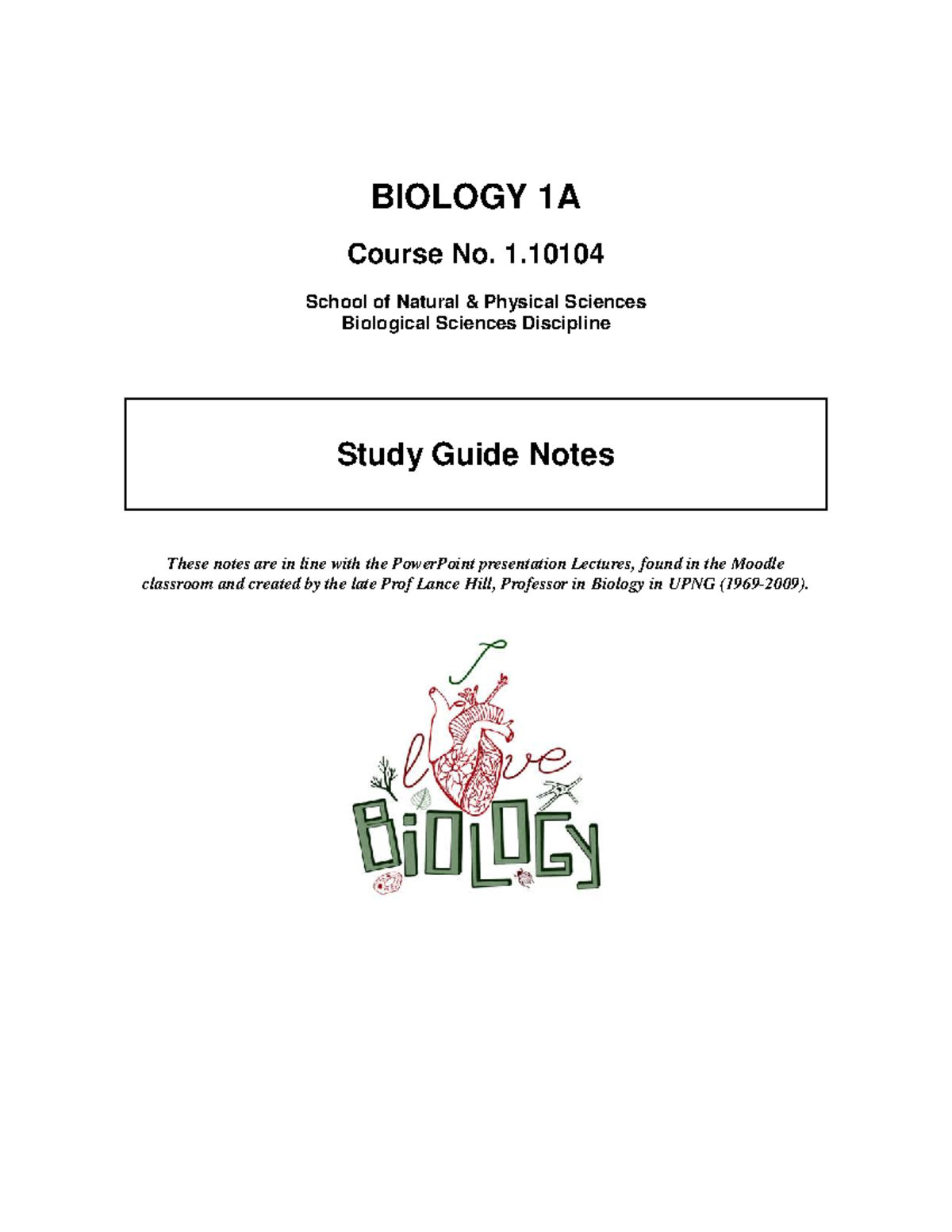 Study Guide Notes for BIOLOGY 1A - 2023 Edition - Studocu