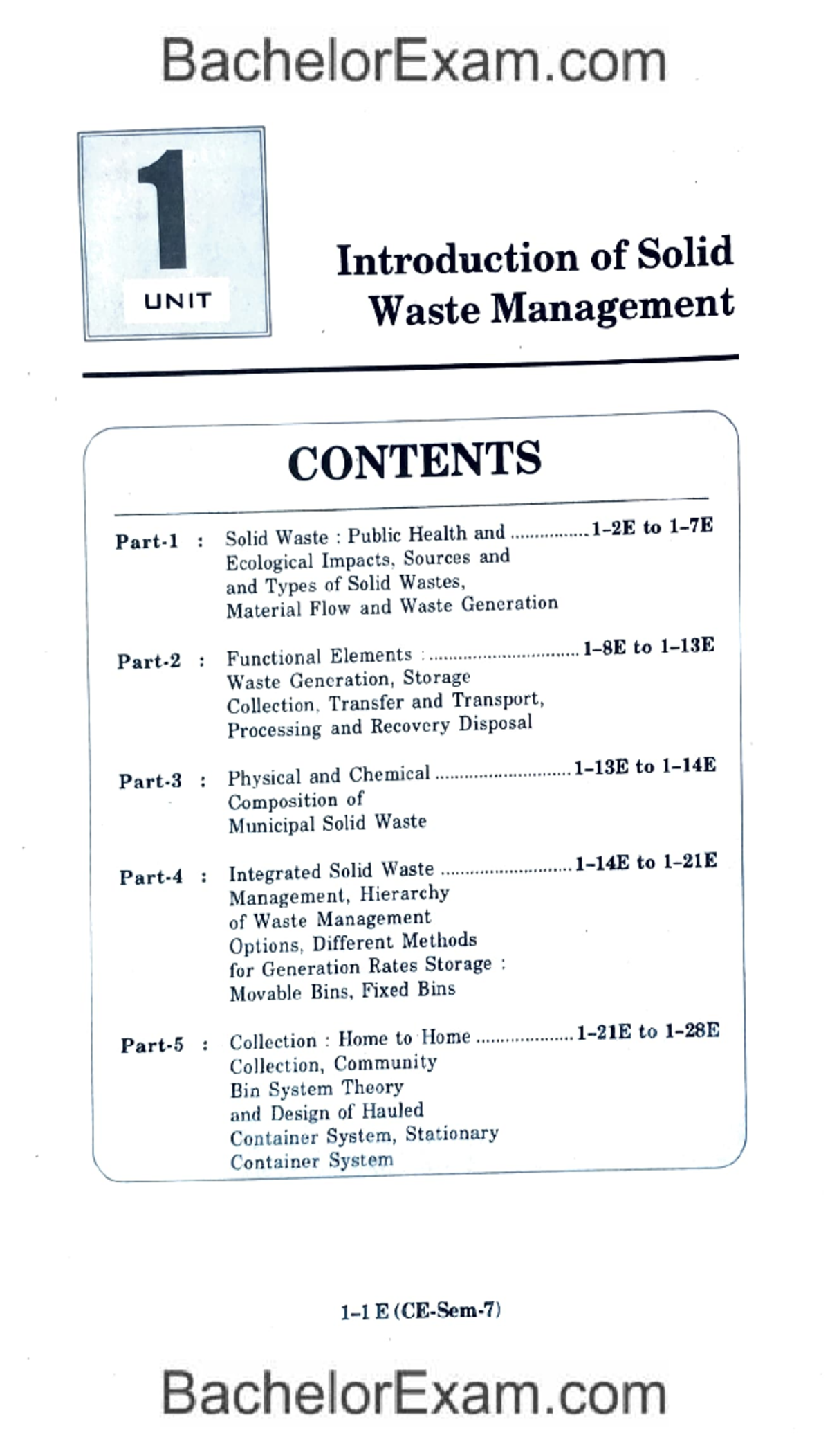 1 UNIT Introduction to Solid Waste Management: Public Health & Ecological - Studocu