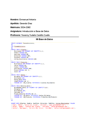 Base de datos - Studocu