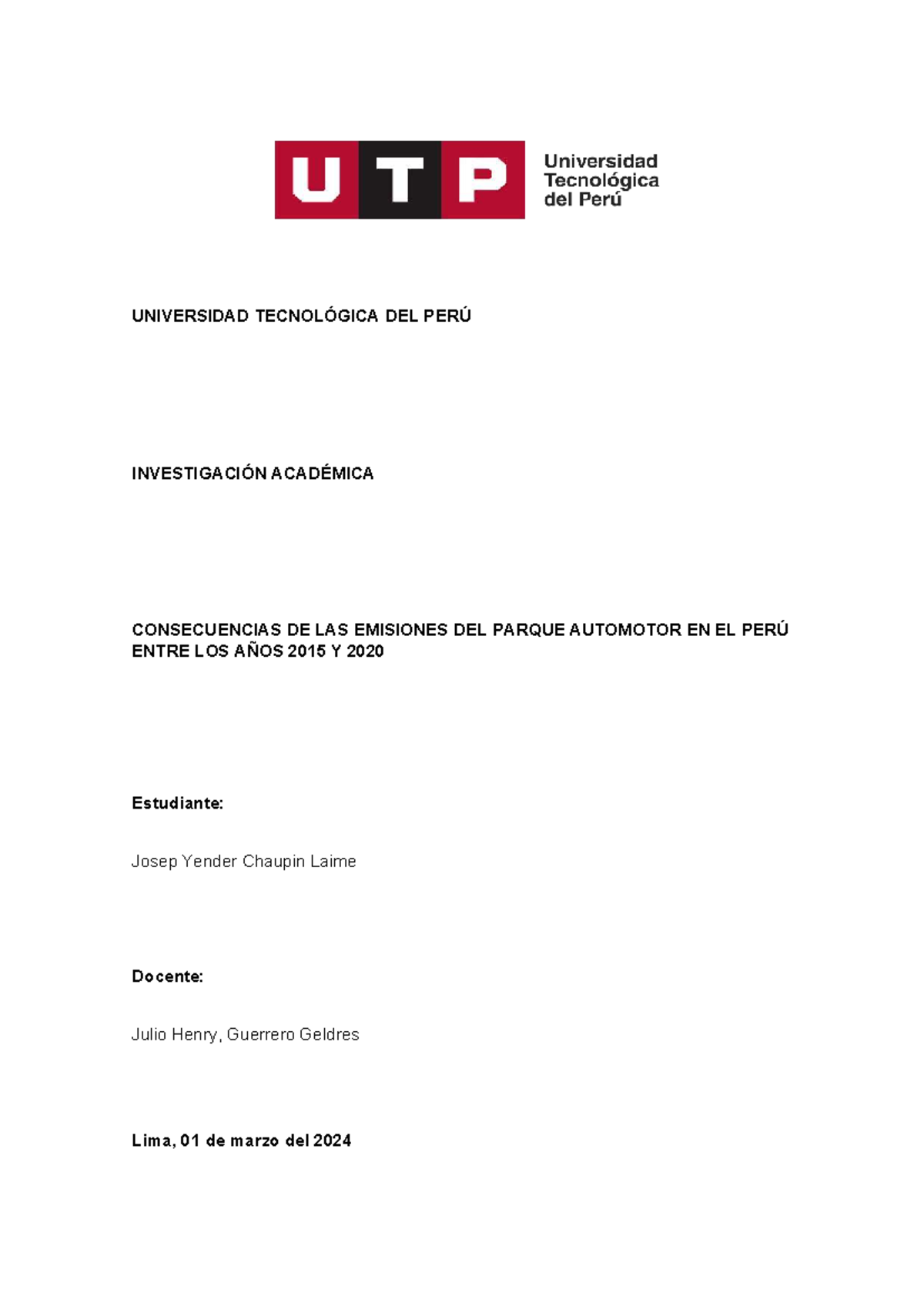 AC-S08 Informe Final: Consecuencias de Emisiones del Parque Automotor ...
