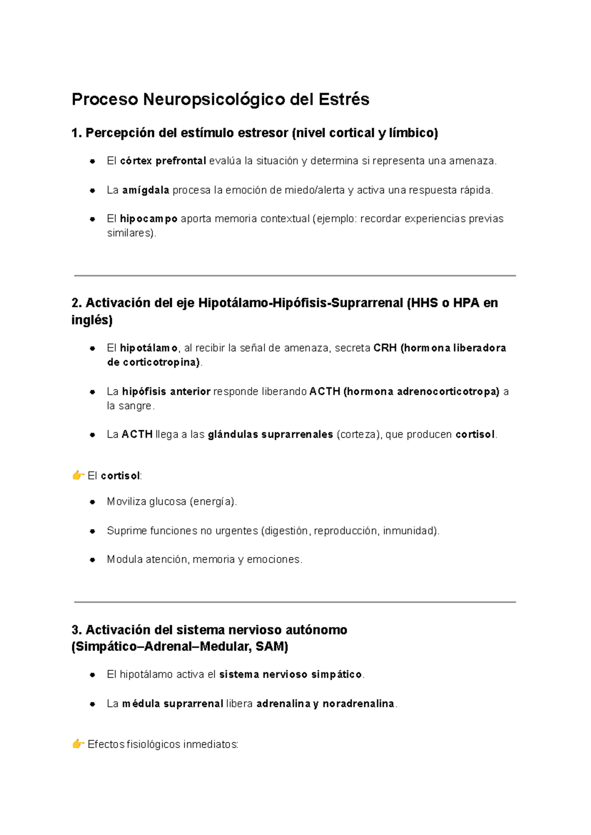 Proceso Neuropsicológico del Estrés: Mecanismos y Efectos - Studocu