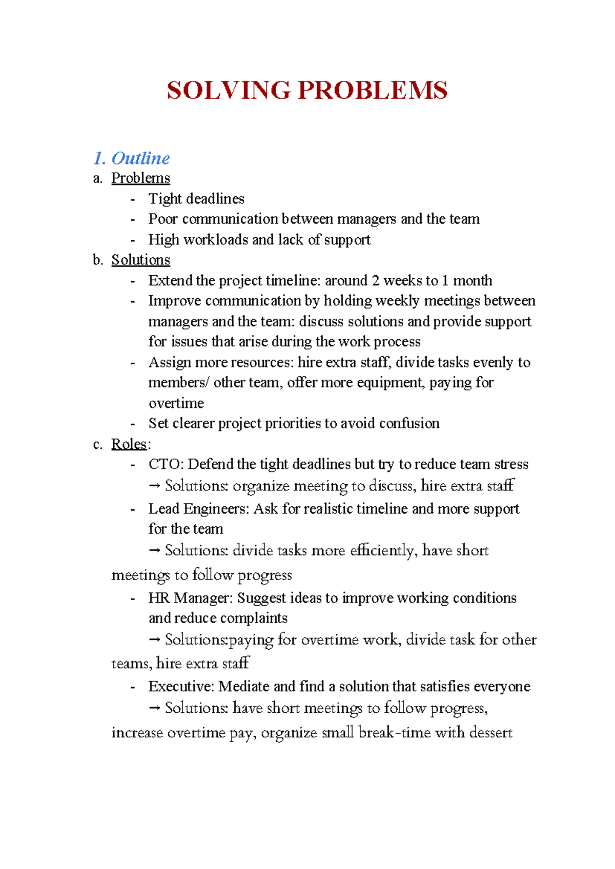 SOLVING PROBLEMS 1: Strategies for Team Support & Communication - Studocu