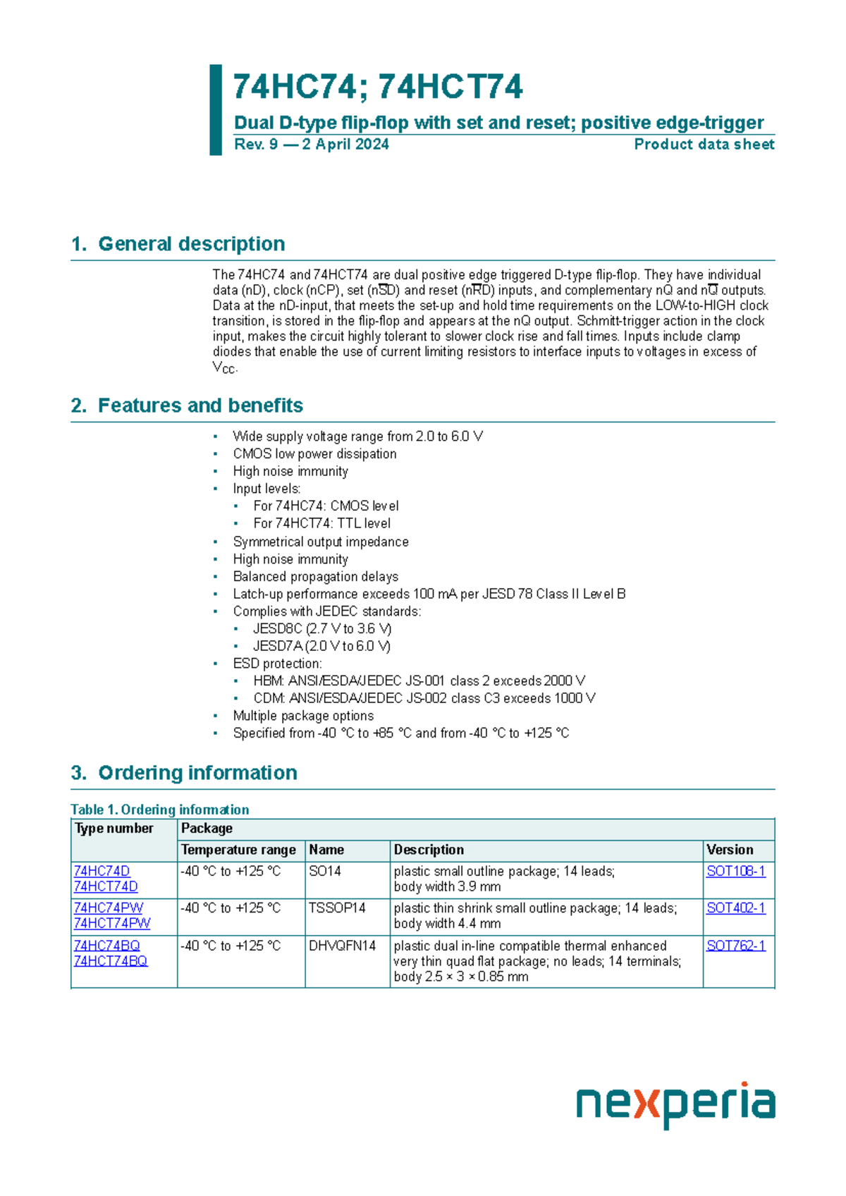 Lab - 74HC74 (D Flip-Flop) Datasheet - 74HC74; 74HCT Dual D-type flip ...